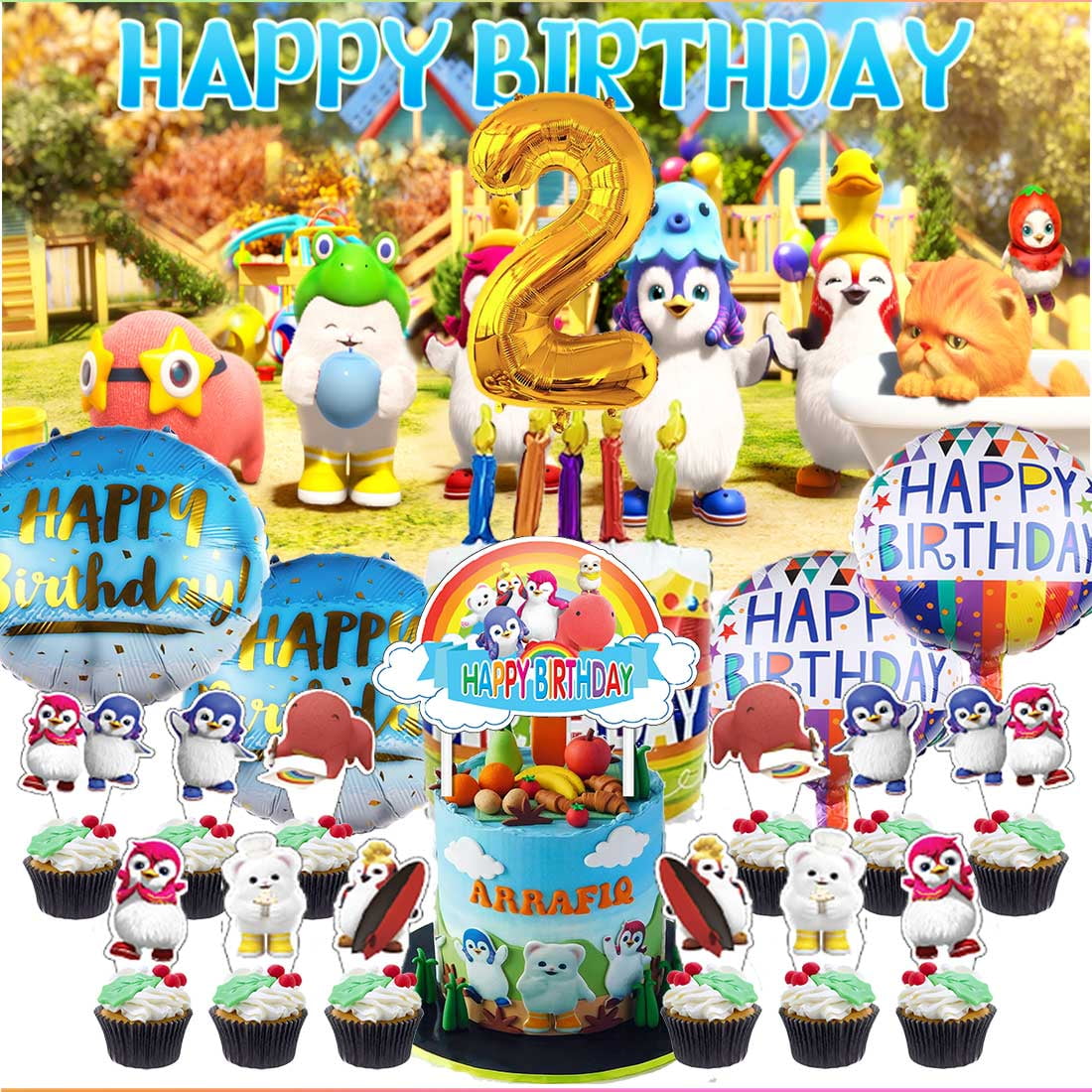 Badanamu Party Supplies Decor 2nd Kit Balloons Birthday Cake Topper ...