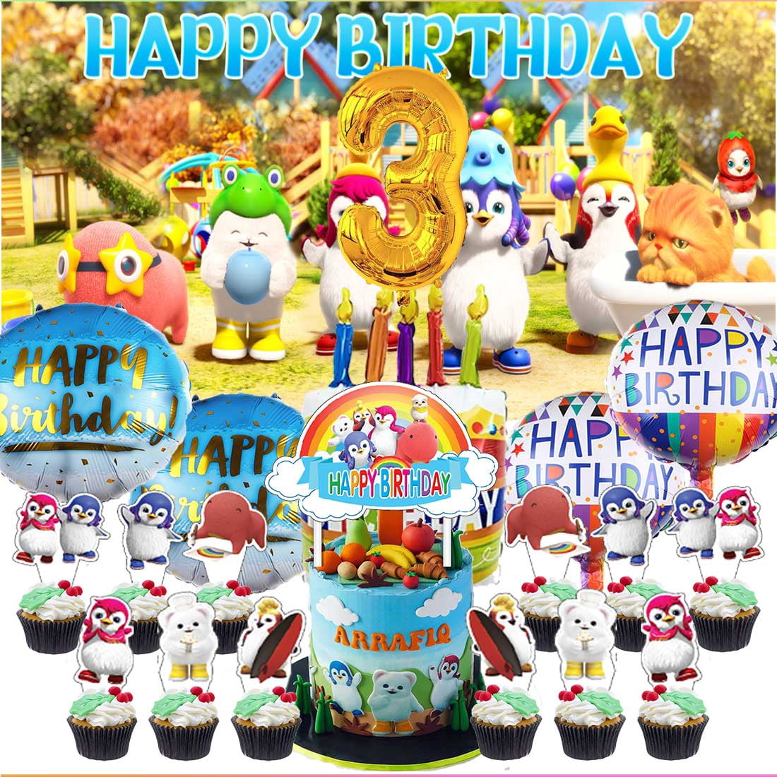 Badanamu Party Supplies Decor 3rd Kit Balloons Birthday Cake Topper ...