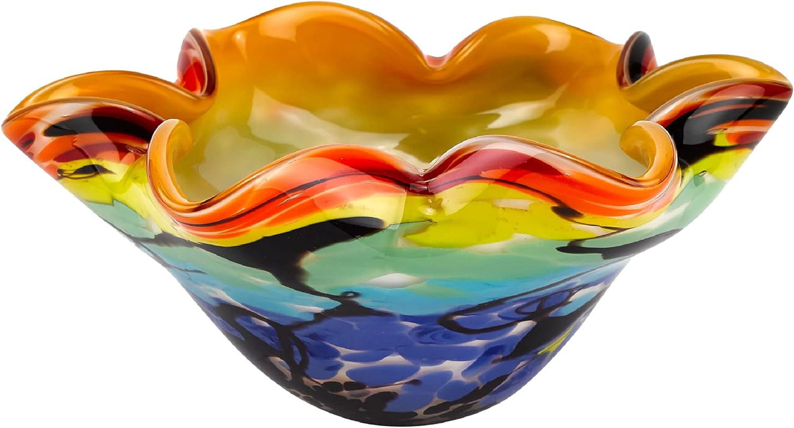Badash Allura Bowl - Murano-Style Rainbow Art Glass - Murano-Style Art ...