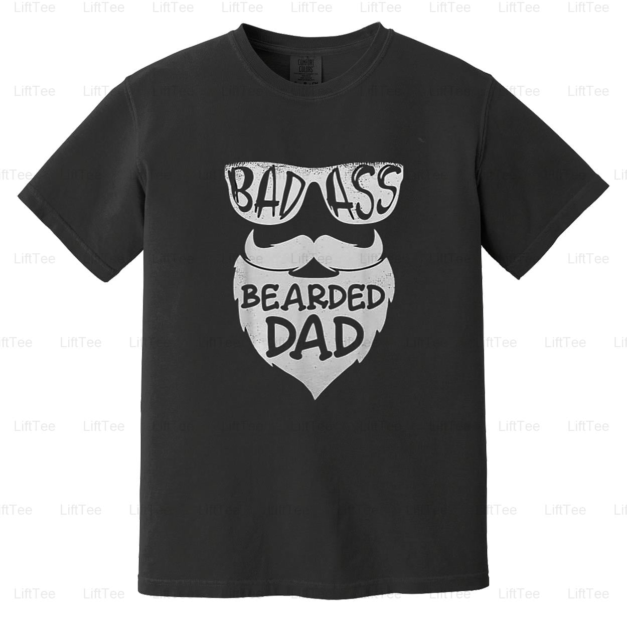 Badass Bearded Dad Father Papa Beard Cool Biker Style Manly Graphic ...