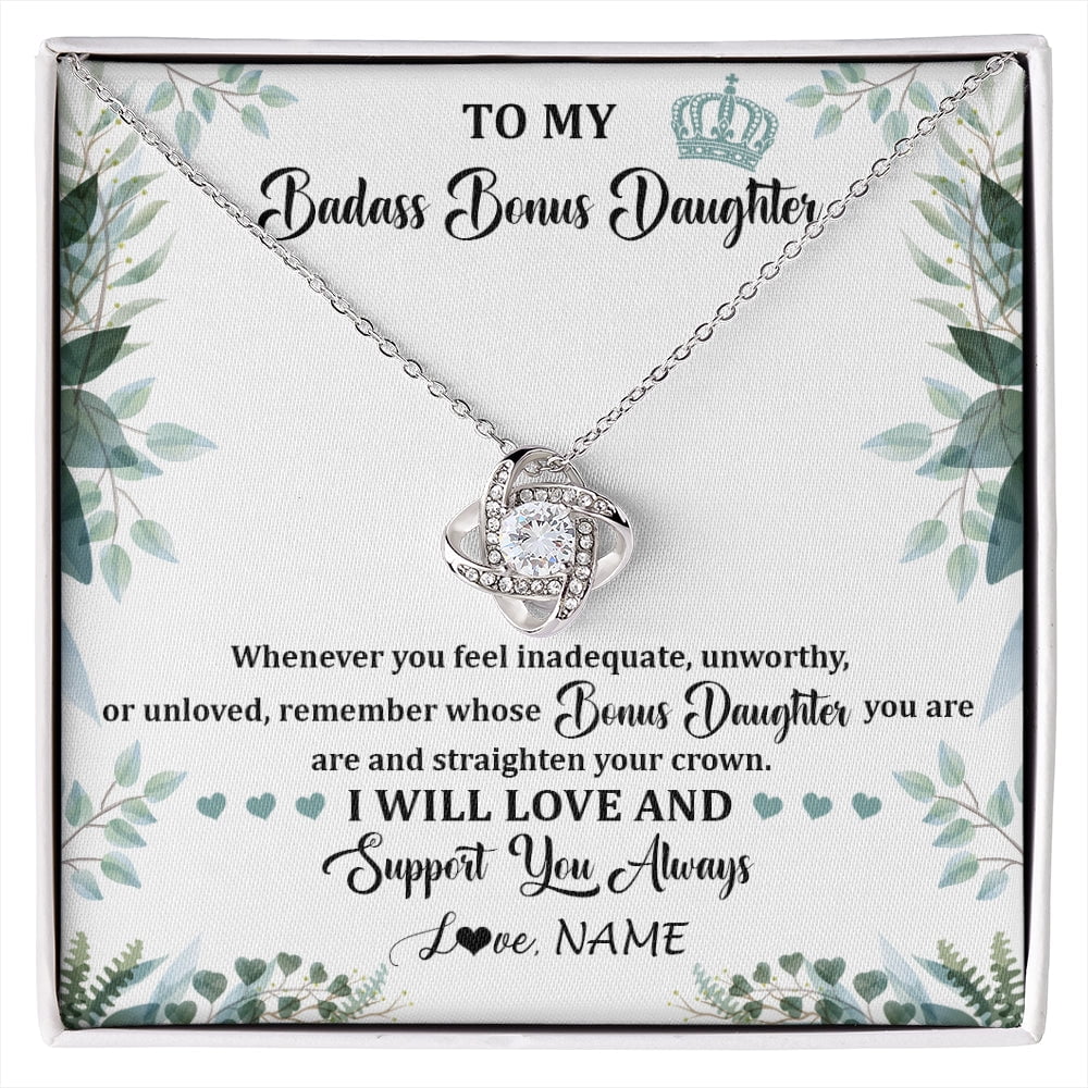 Badass Bonus Daughter Crown Necklace, White Love Knot Necklace ...