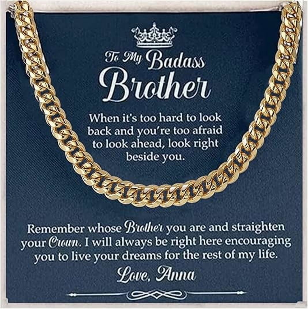 To My Badass Brother Chain Necklace, Cuban Link Chain Necklace for ...
