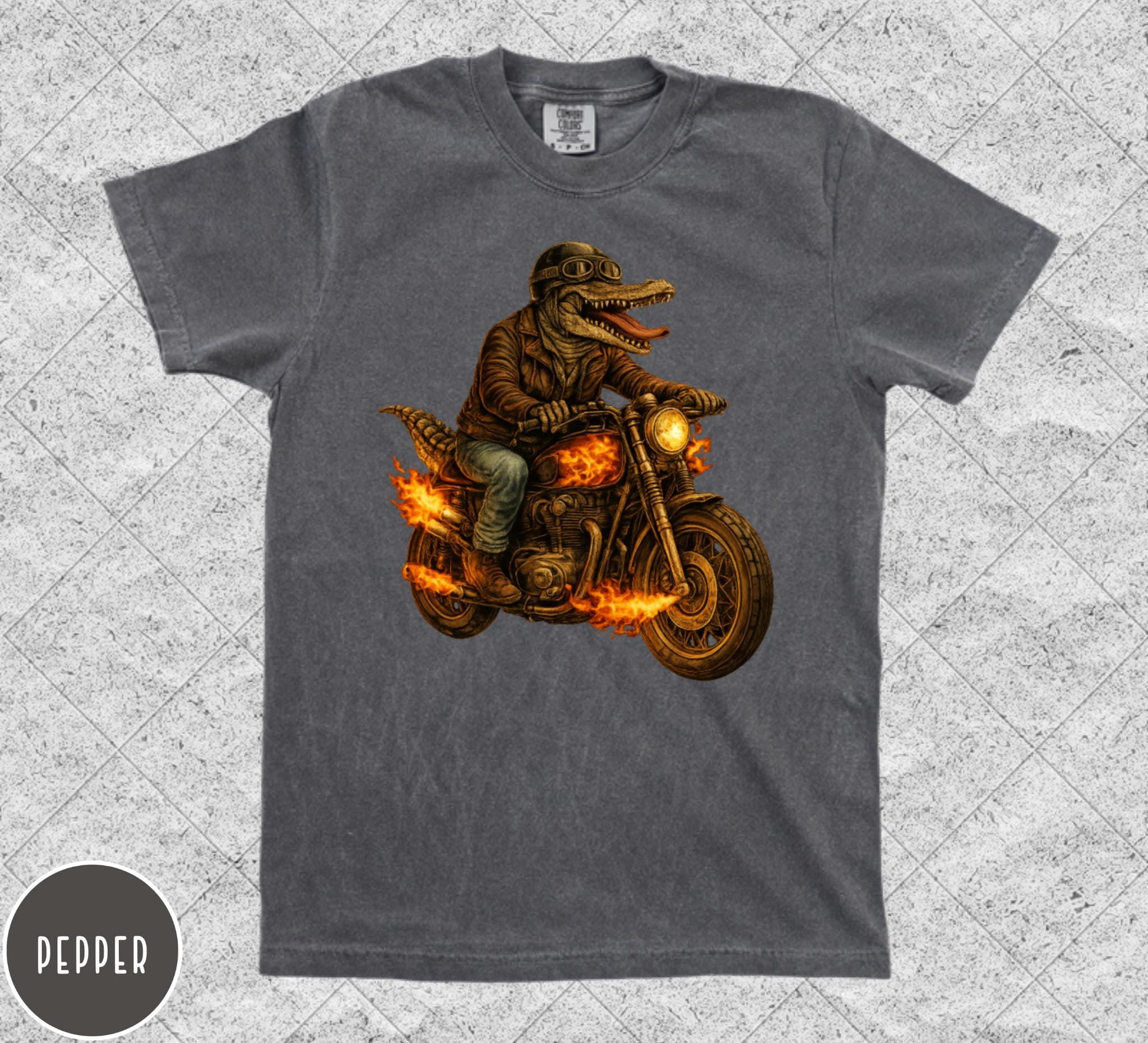 Badass Crocodile Motorcycle T-Shirt - Vintage Alligator Design for ...