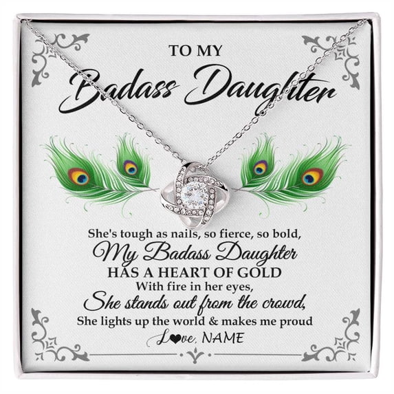 Badass Daughter Love Necklace, Gold Love Knot Necklace - Walmart.com