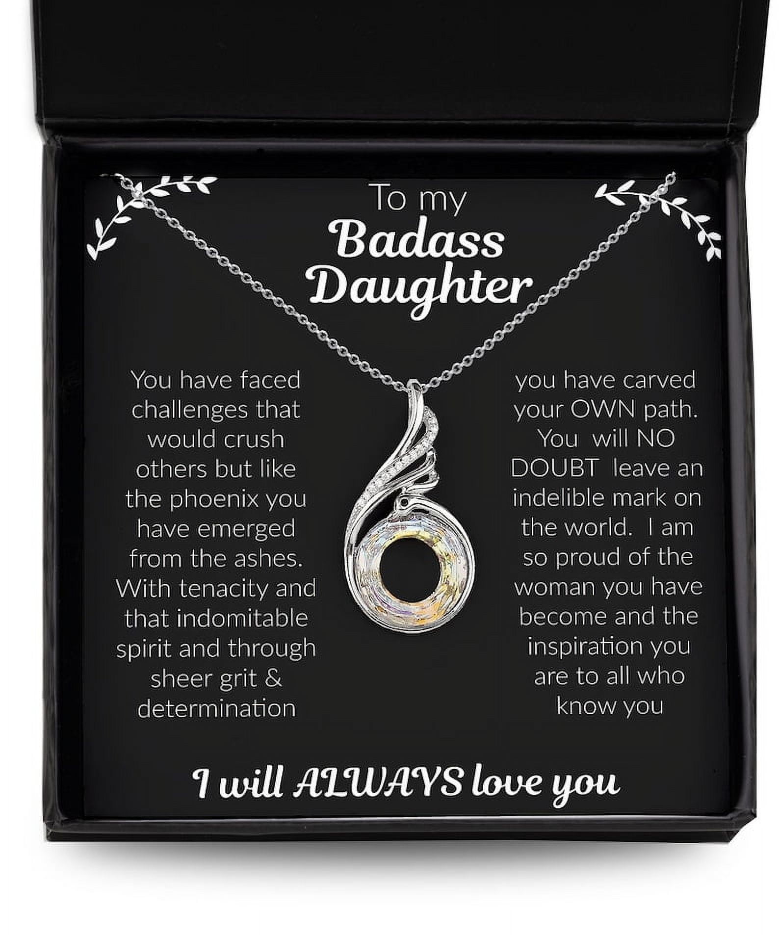 To My Badass Daughter With Message Card Necklace, Rising Phoenix ...