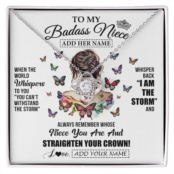 Badass Niece Storm Love Necklace, Gold Love Knot Necklace - Walmart.com