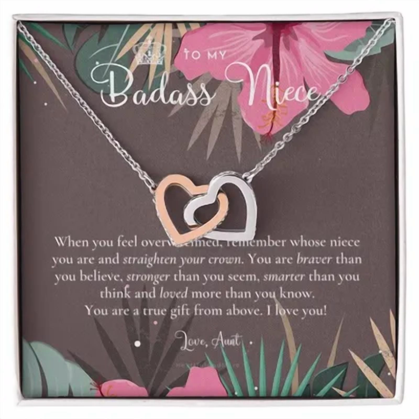 To My Badass Niece Straighten Your Crown Necklace Aunt Niece Necklace ...