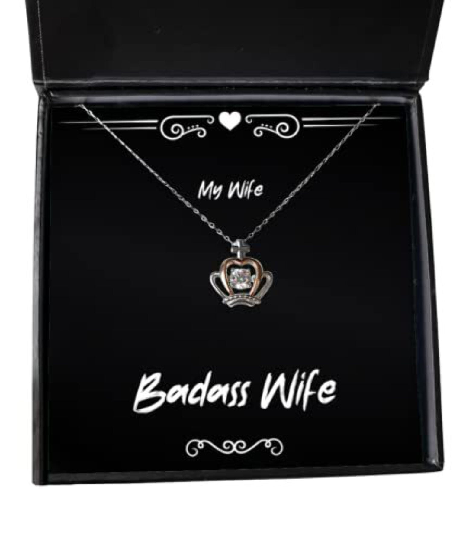 Badass Wife Crown Pendant Necklace, Wife Present from Husband, Epic ...