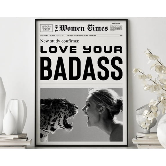 Badass Women Newspaper Print Trendy Feminist Poster Home Decor Office ...