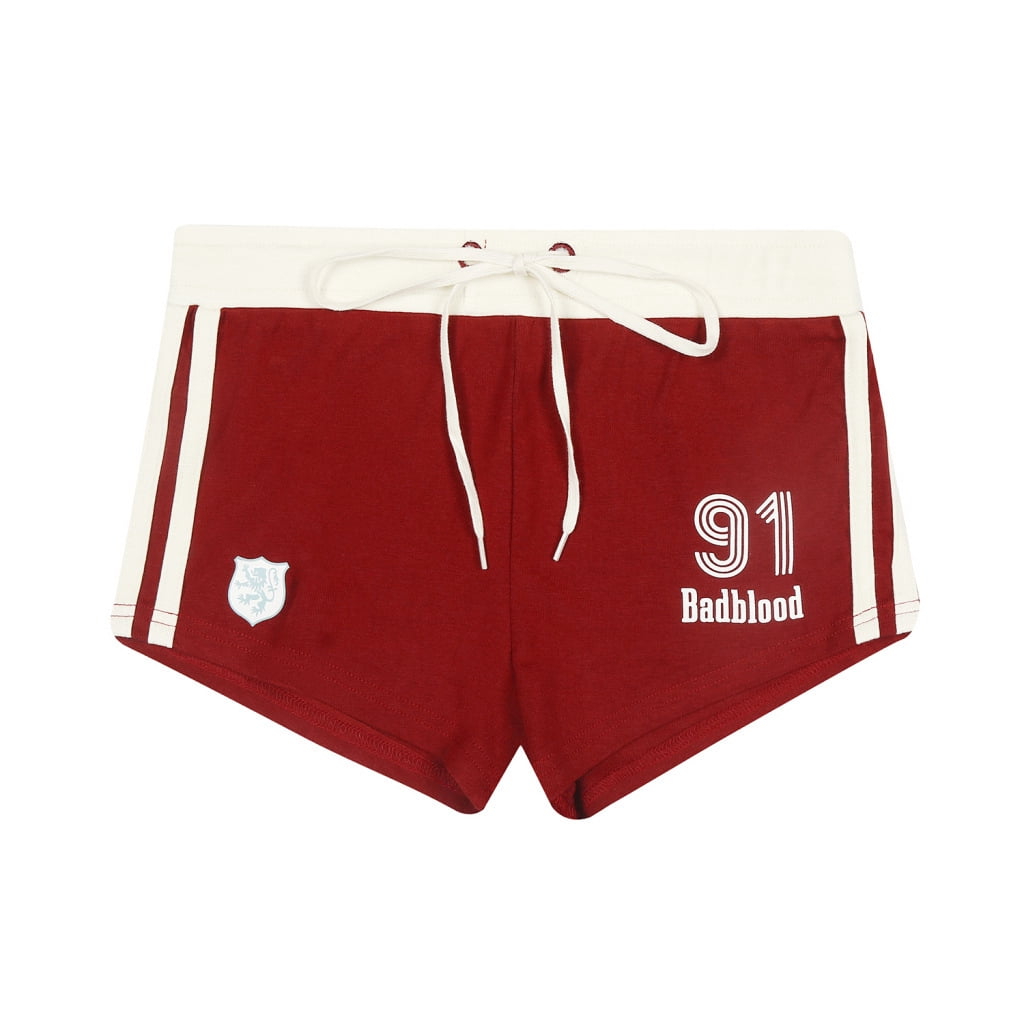 Badblood shorts female letter No. 91 print contrasting color drawstring ...