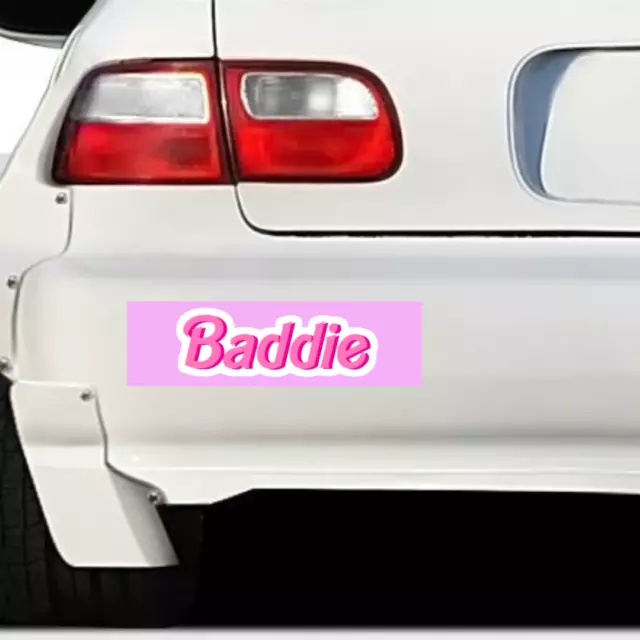 Baddie Bumper Stickers Pink Barbie Style Design Logo Bold Aesthetic ...