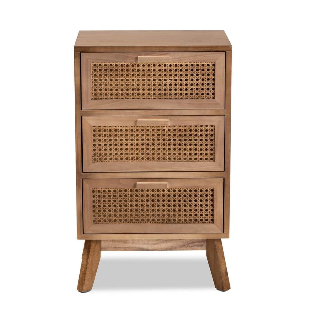 Baden 3-Drawer Natural Brown and Walnut Brown Nightstand (26 in. H x 15 ...
