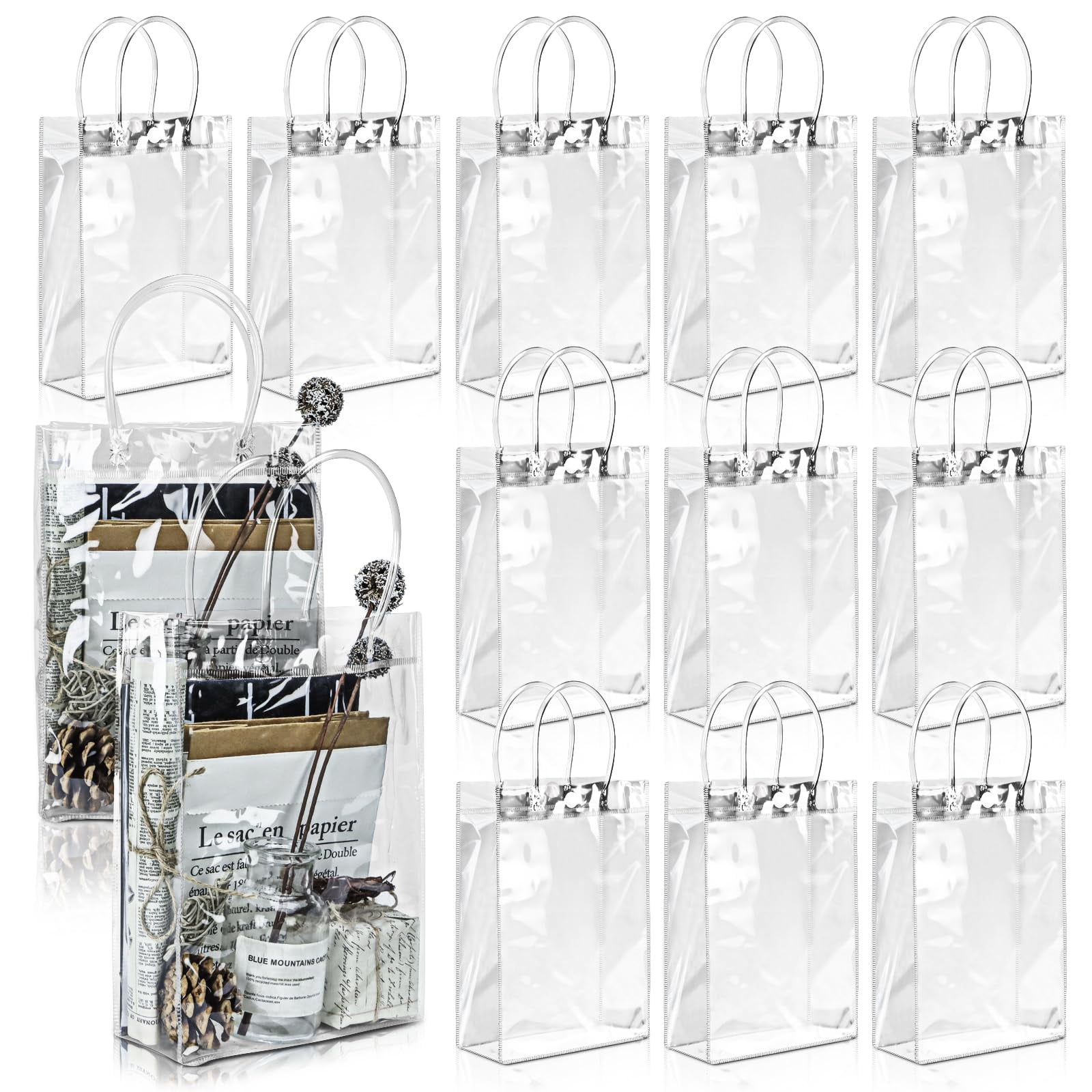 BadenBach 20 PCS Clear Gift Bags with Handles,6.3" x 9.8" x 3.1 ...