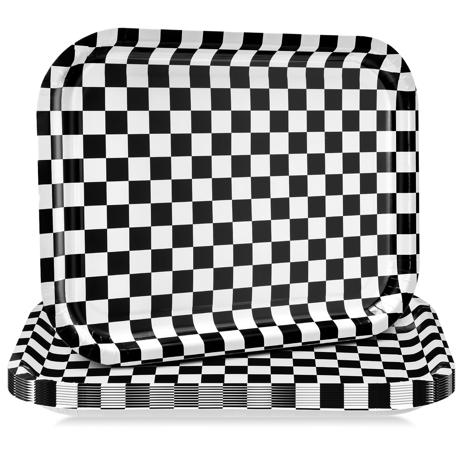 Baderke 10 Pcs Black and White AFN1Checkered Paper Plates Race Car ...