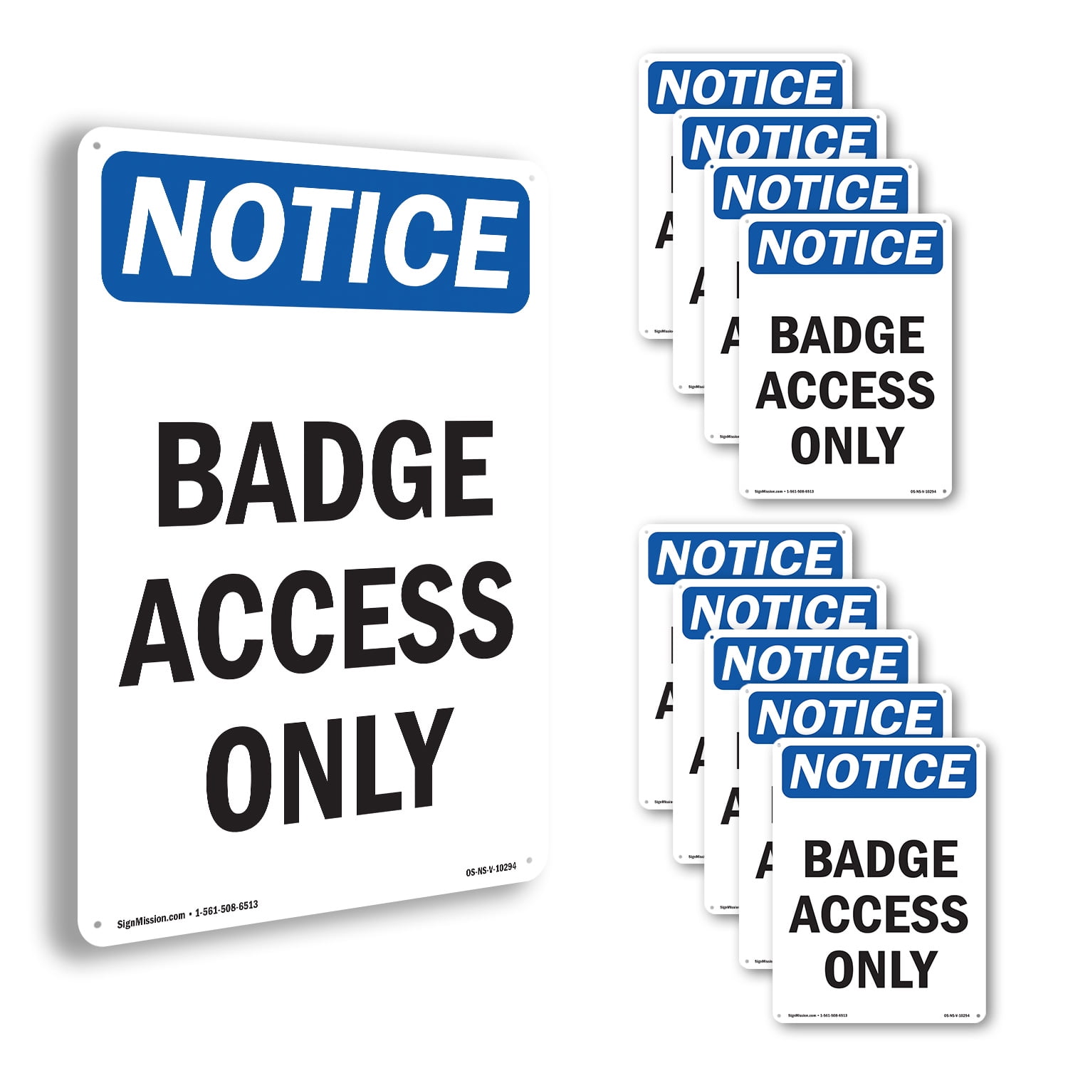 Badge Access Only OSHA Notice Rigid Plastic Sign 10 Inch x 7 Inch - 10 ...