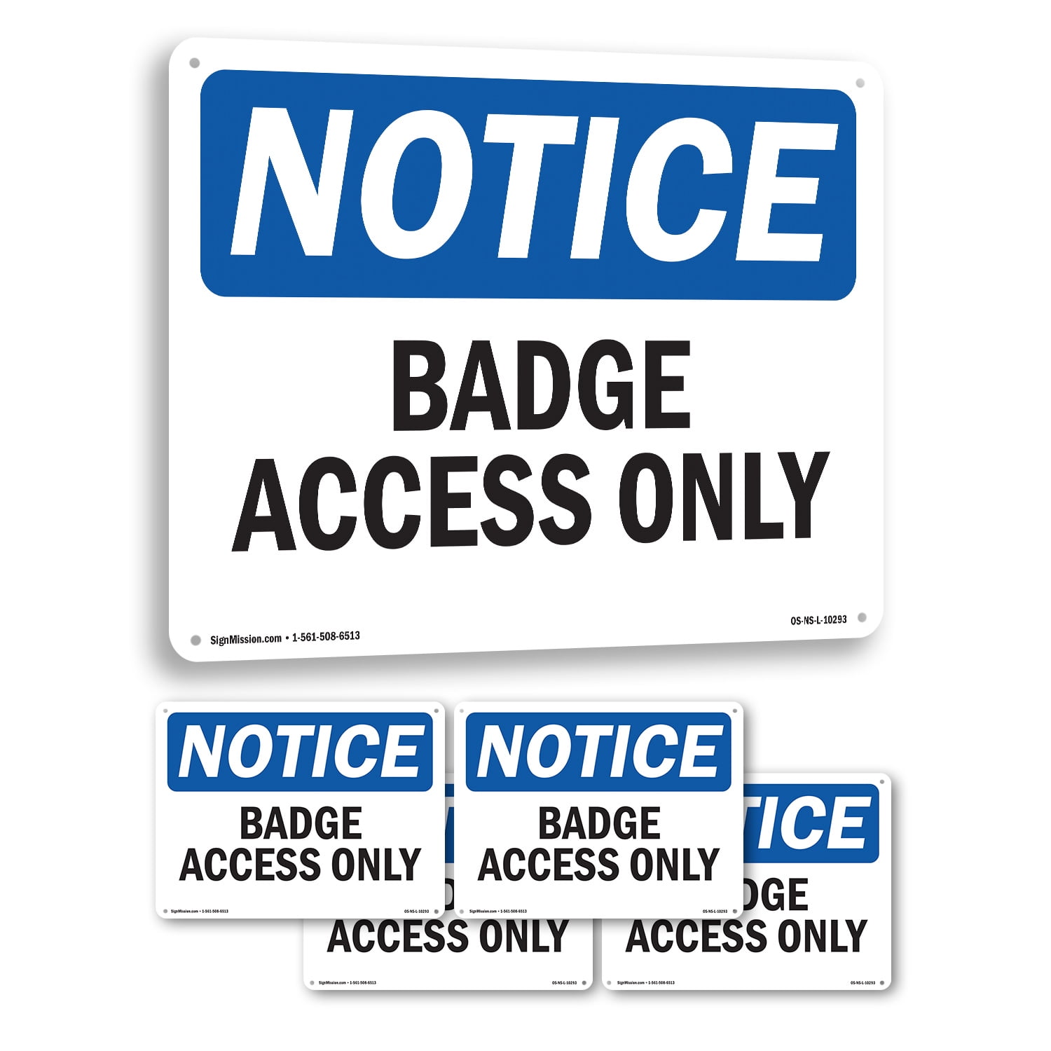 Badge Access Only OSHA Notice Rigid Plastic Sign 14 Inch x 10 Inch - 5 ...