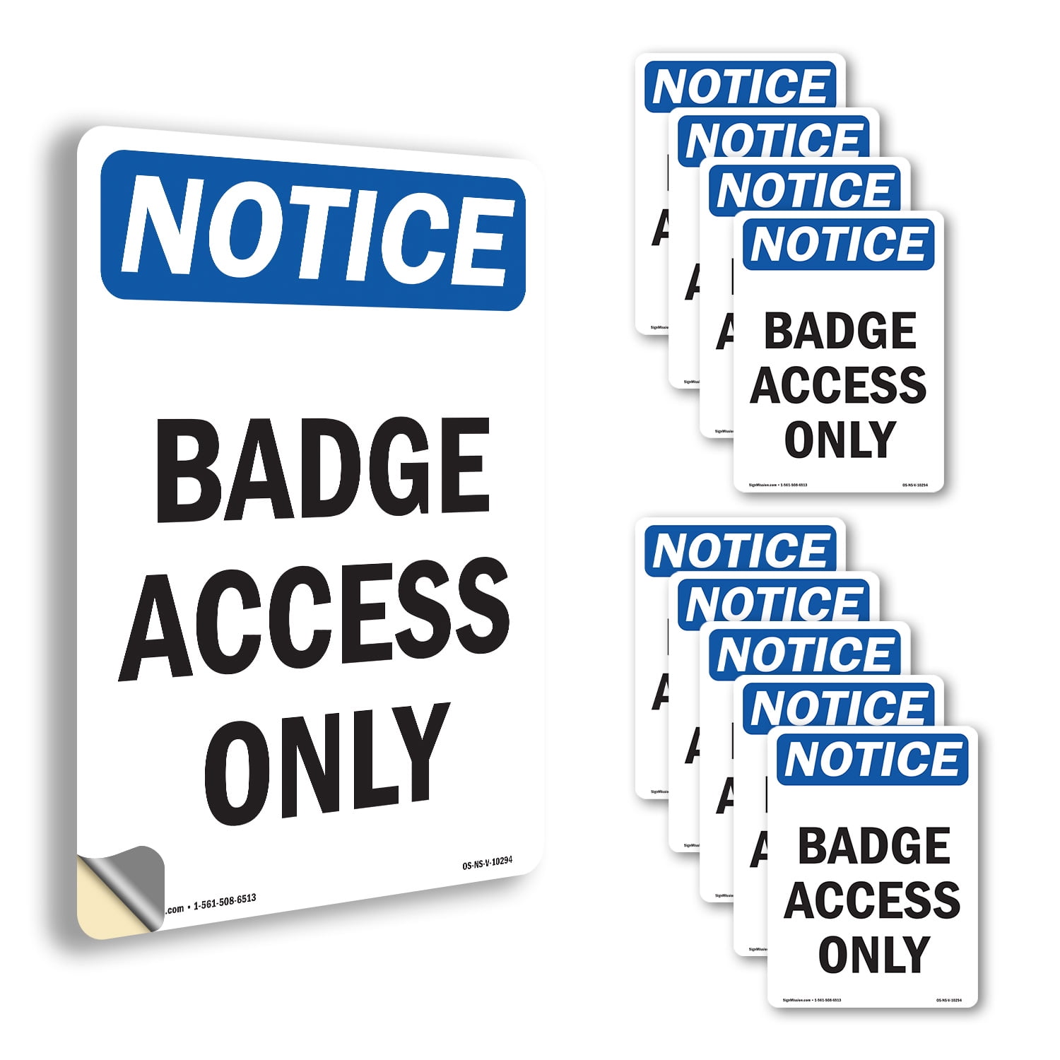 Badge Access Only OSHA Notice Vinyl Decal Label 18 Inch x 12 Inch - 10 ...