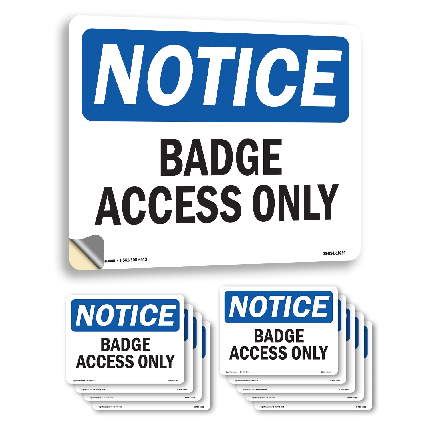 Badge Access Only OSHA Notice Vinyl Decal Label 24 Inch x 18 Inch - 10 ...