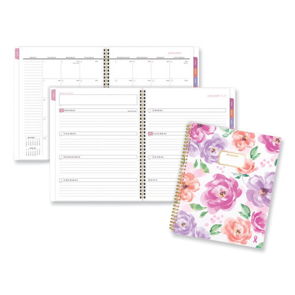 Badge Floral Weekly/Monthly Planner, Floral Artwork, 11 x 9.2, White ...