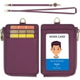 Badge Holder Card Wallet Real Leather with Zipper, Detachable Lanyard ...