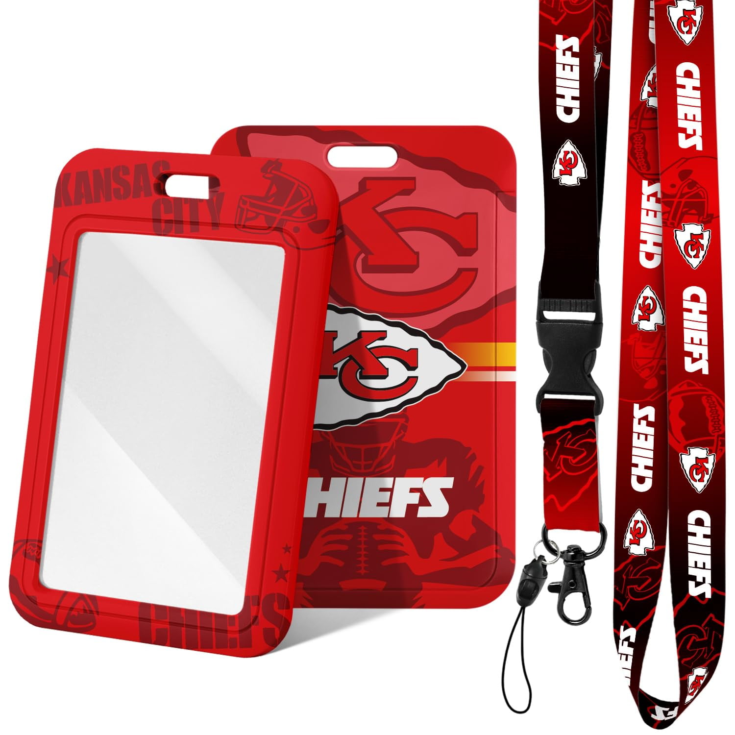 Badge Holder with Lanyard, Football Fan ID Card Sleeve, Hard Plastic ...