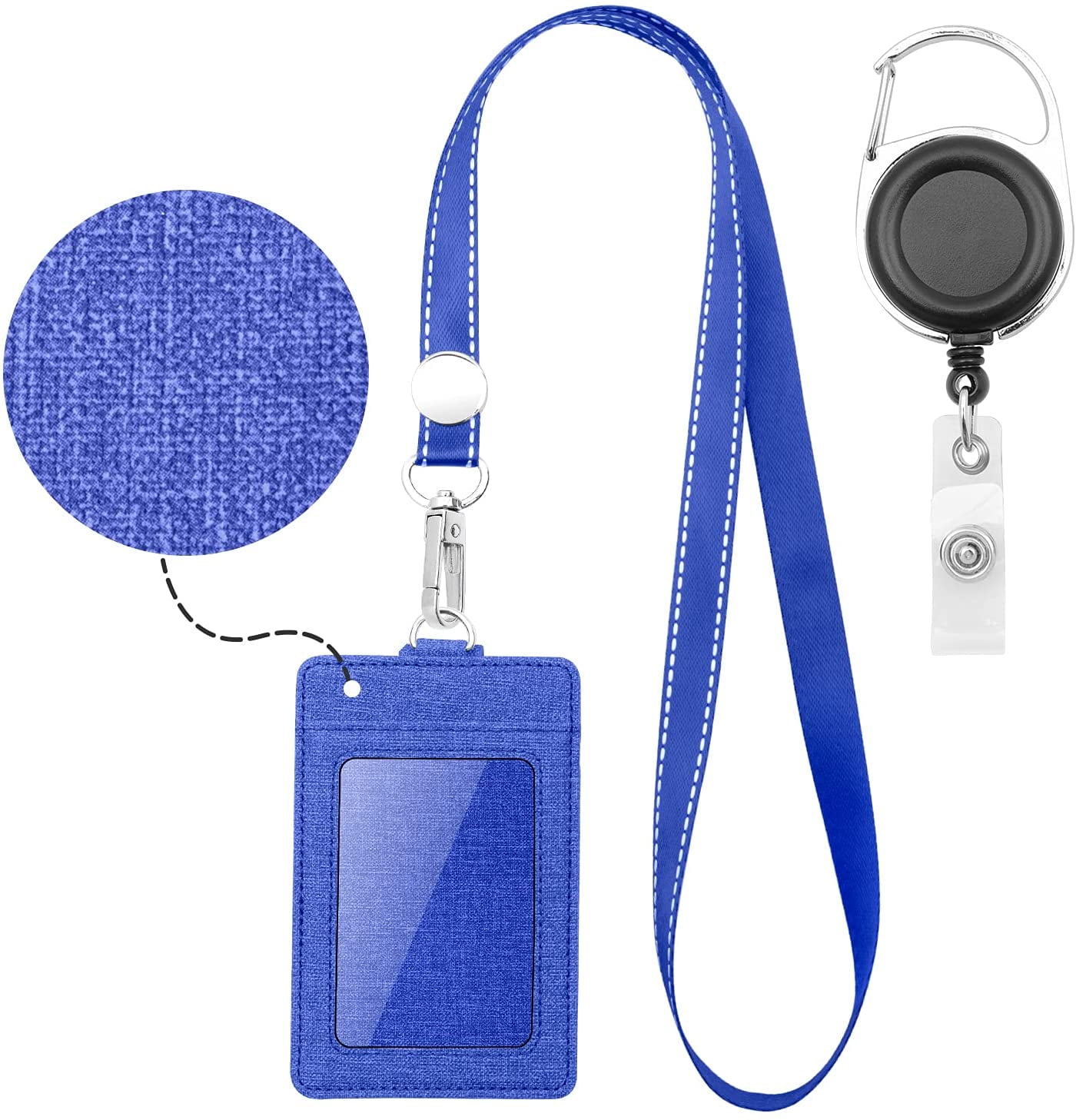 Badge Holder - Leather ID Badge Card Holder Wallet Case with 3 Cards ...