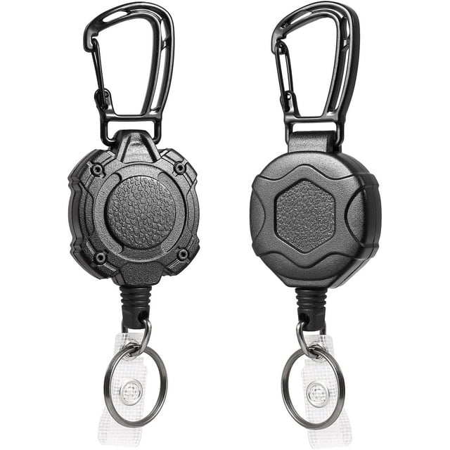 Badge Holder Retractable Clip Heavy Duty Carabiner Badge Reel Keychain ...