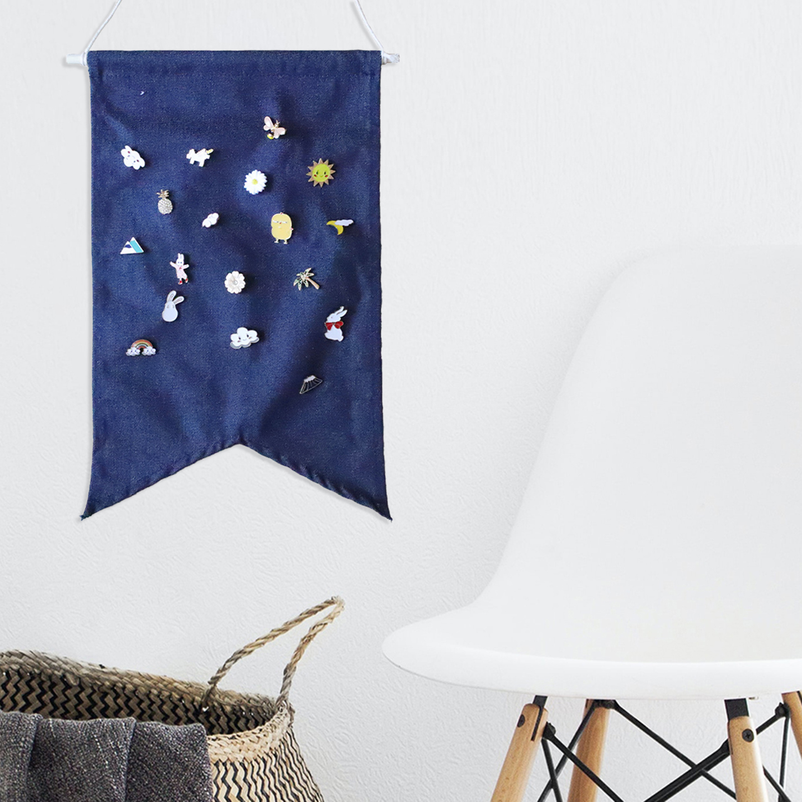 Badge Holder Wall Mounted Hanging Rope Blank Space saving Nordic Style ...