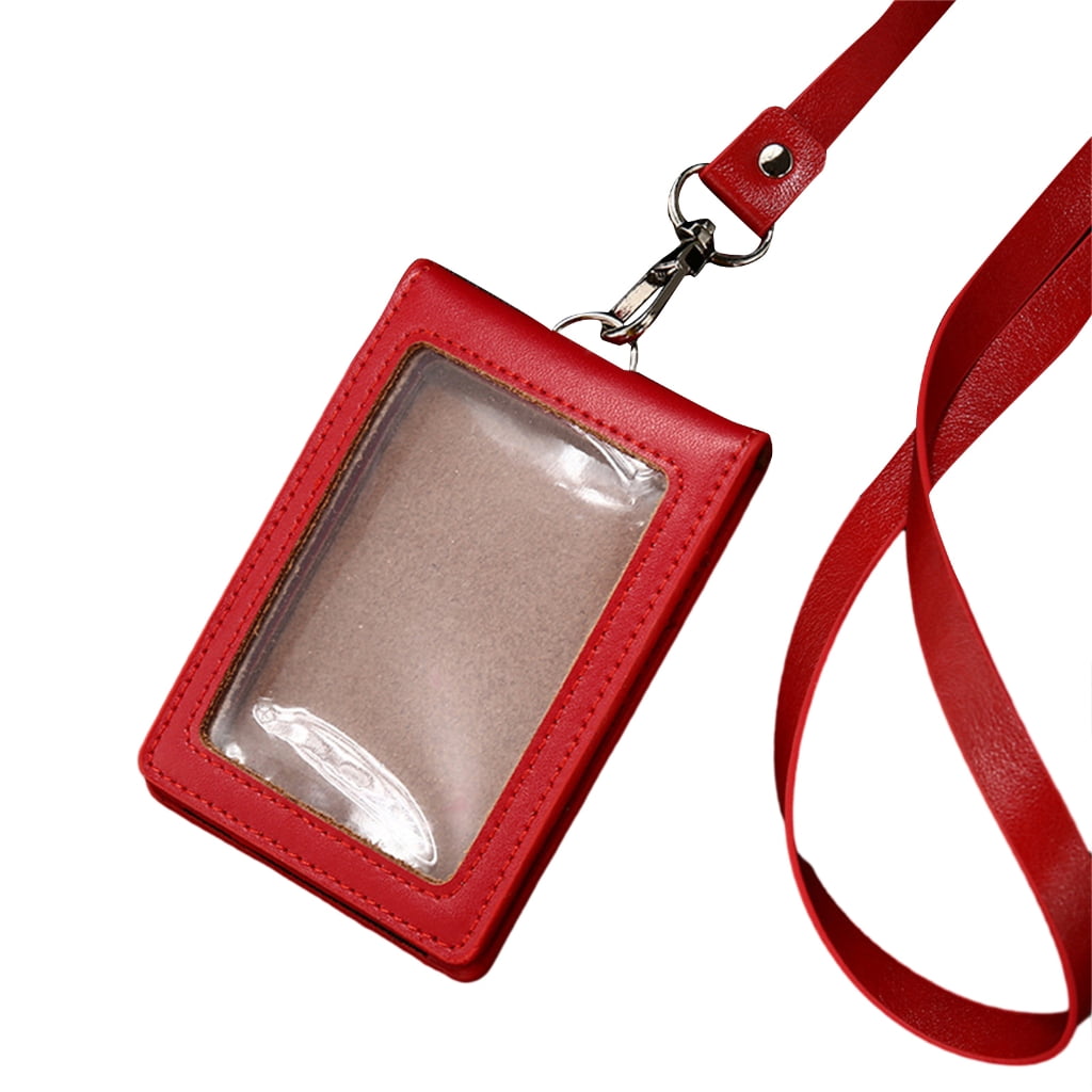 Badge Holder with Clear Window Credit Card Slot and Lanyard for Work ...