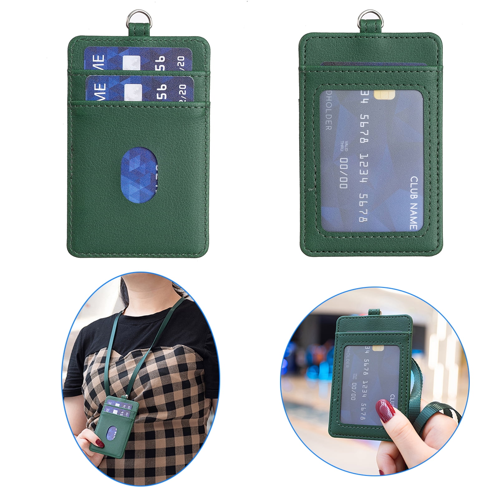 Badge Holders, Vertical PU Leather ID Badge 3 Card Slots Holder with ...