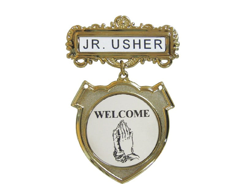 Badge-Jr Usher Welcome-(Praying Hands)-Pin Back-Brass - Walmart.com
