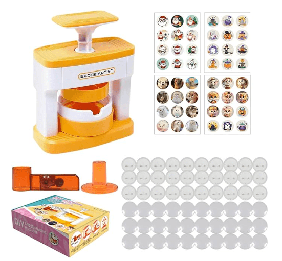 Badge Maker Machine Parts Kit for Kids DIY Pin Button Press Set with ...