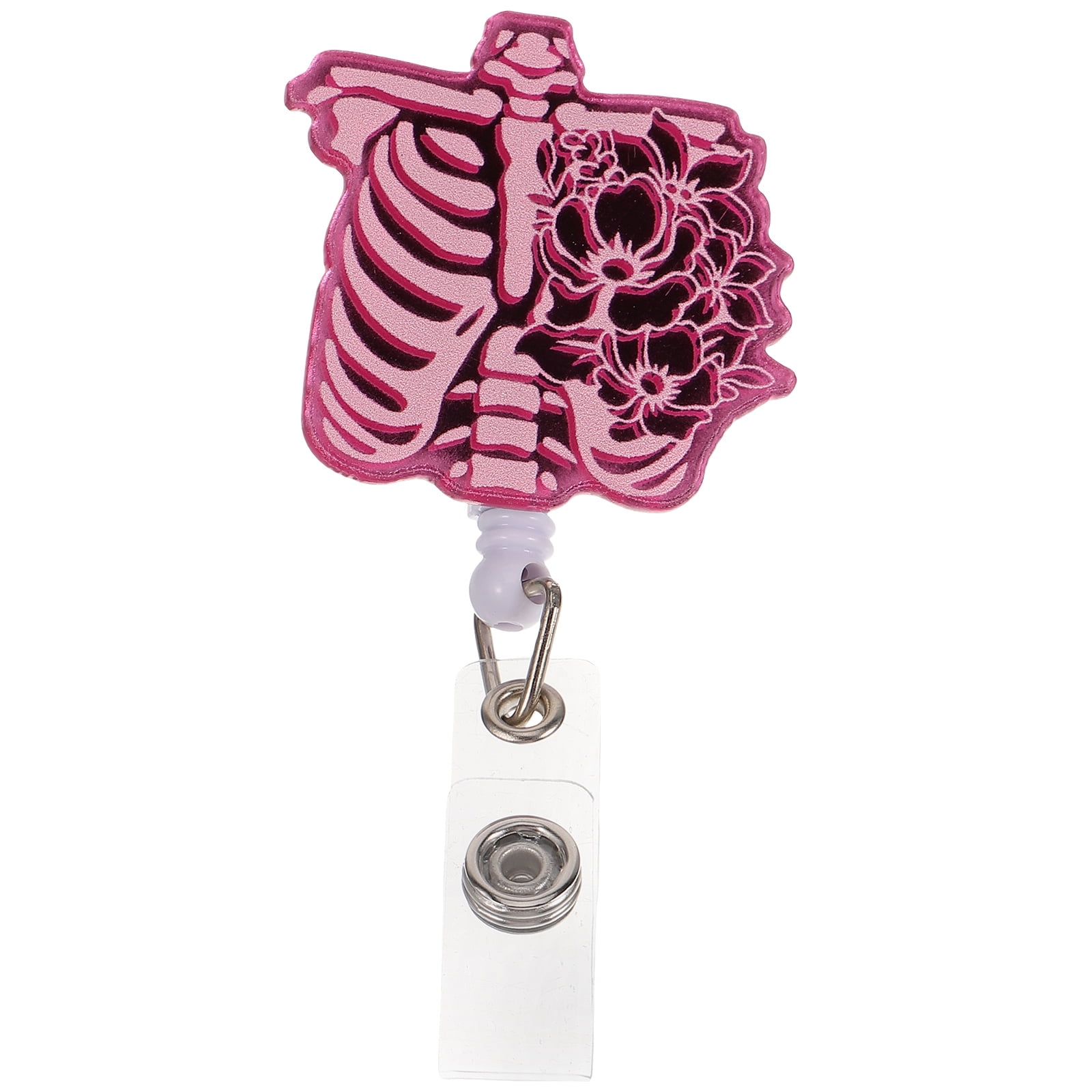Badge Reel Cute Retractable Holders Skeleton Organ Flowers Easy-pull ...