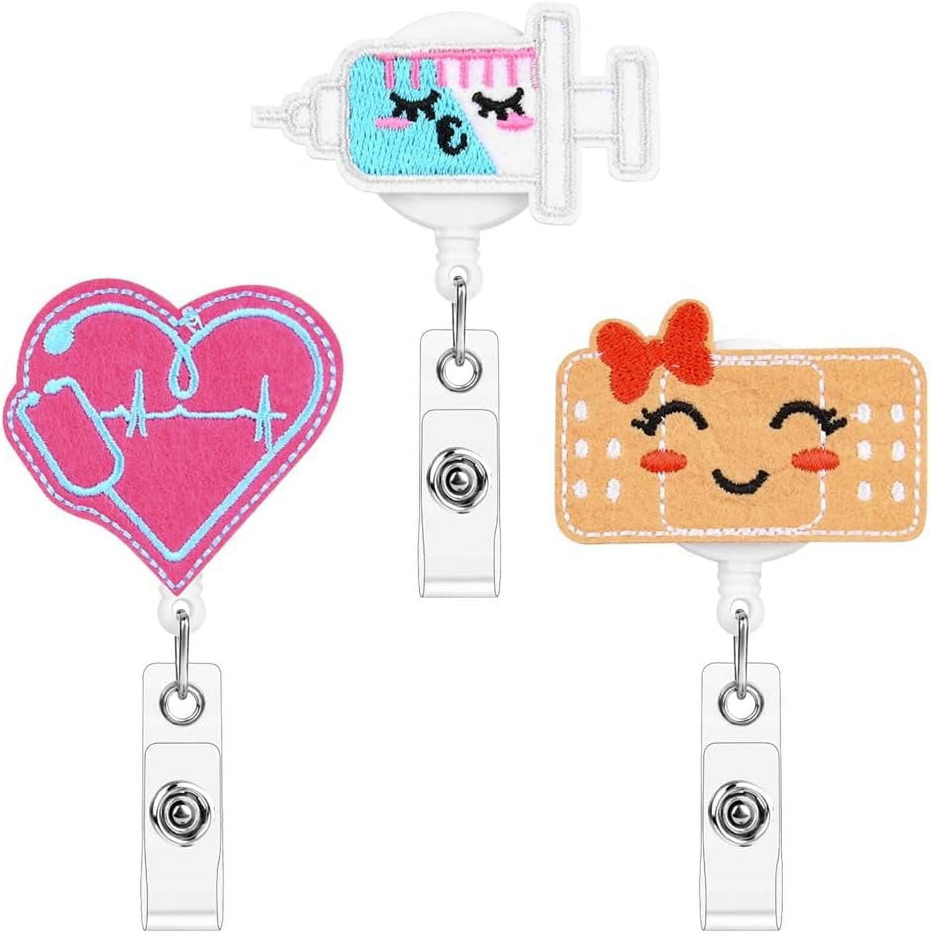 Badge Reel Holder, 3pcs Retractable Felt Badge Reels, Cute ID Badge ... Badge Reel Holder, 3pcs Retractable Felt Badge Reels, Cute ID Badge ...