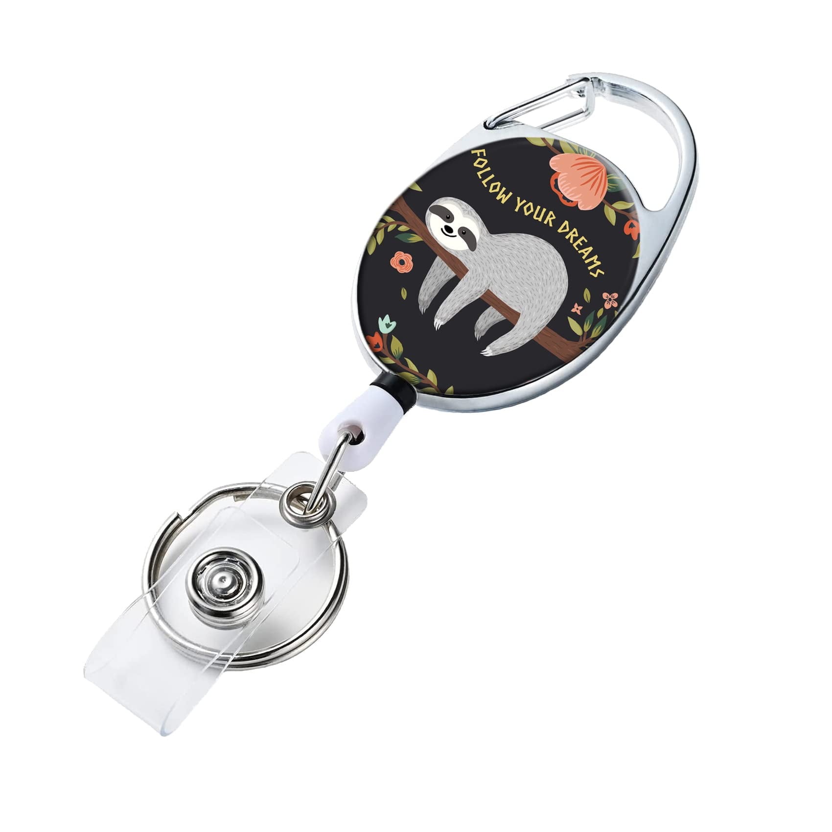 Badge Reel Retractable Badge Holder with Retractable Keychain for Keys ...