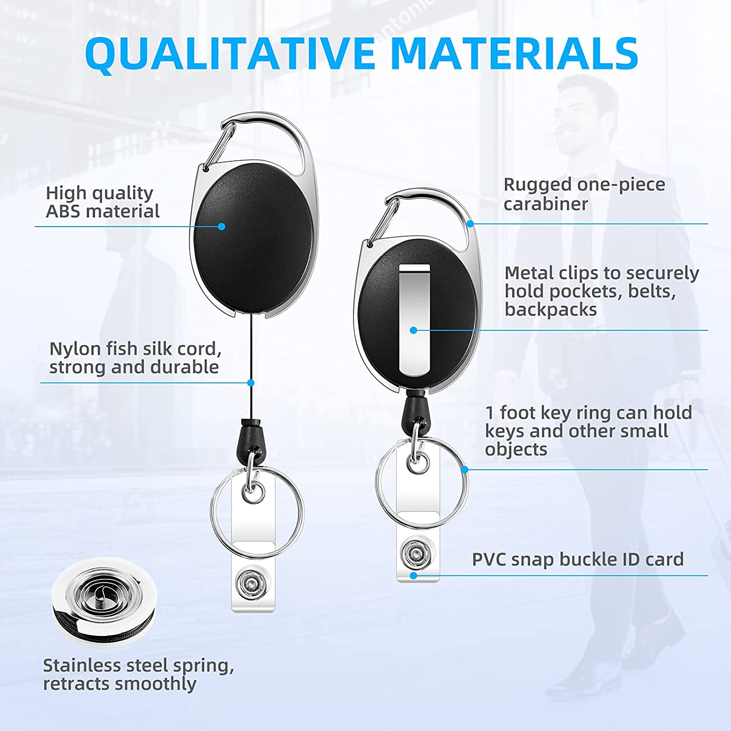 Badge Reels Retractable, 24-inch Extension Double Nylon line ...