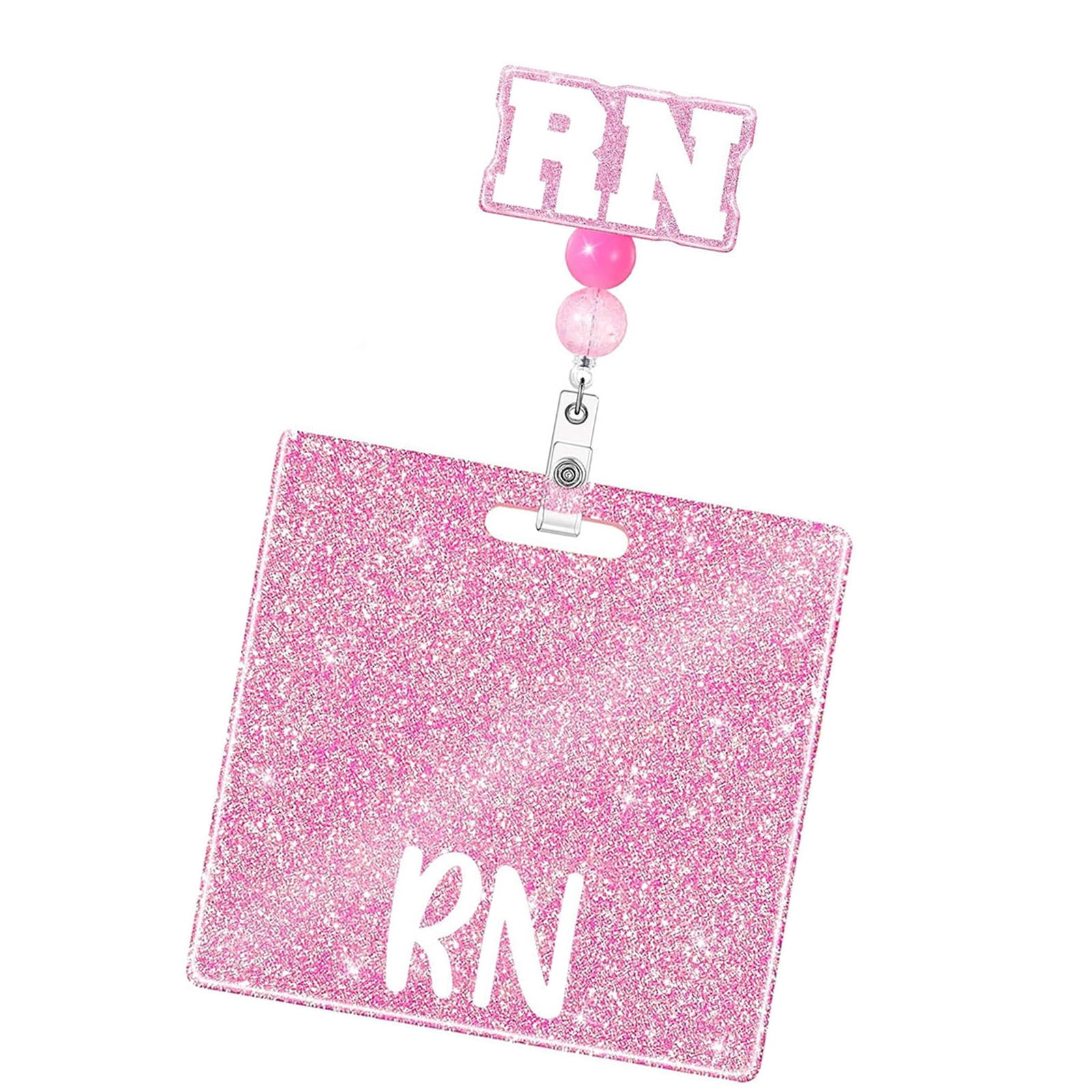 Badge Reels Retractable Name Card Holder Glittering Badge Holder Nurse ...