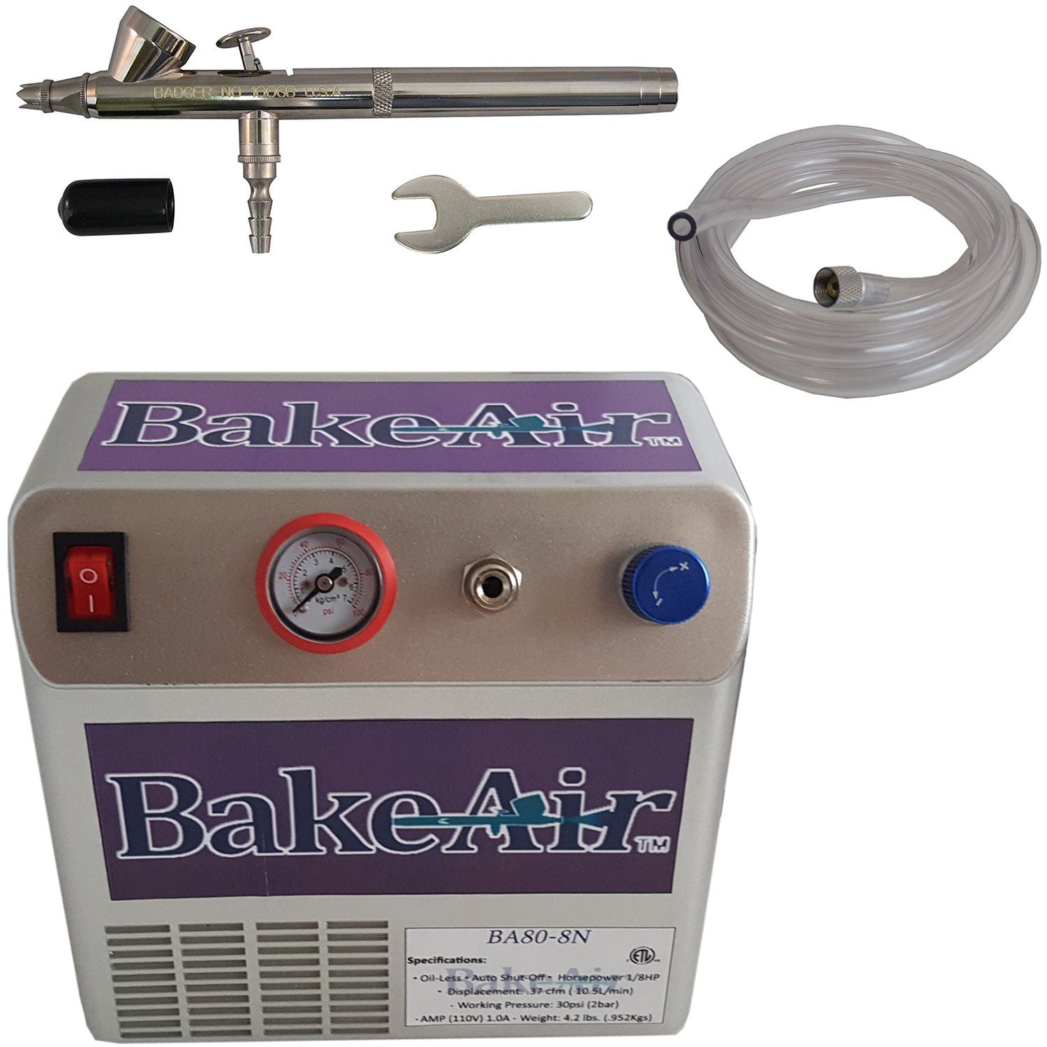 Badger Air-Brush Co. Bake Air 80-8N Compressor, 100-GB Airbrush and 6 ...