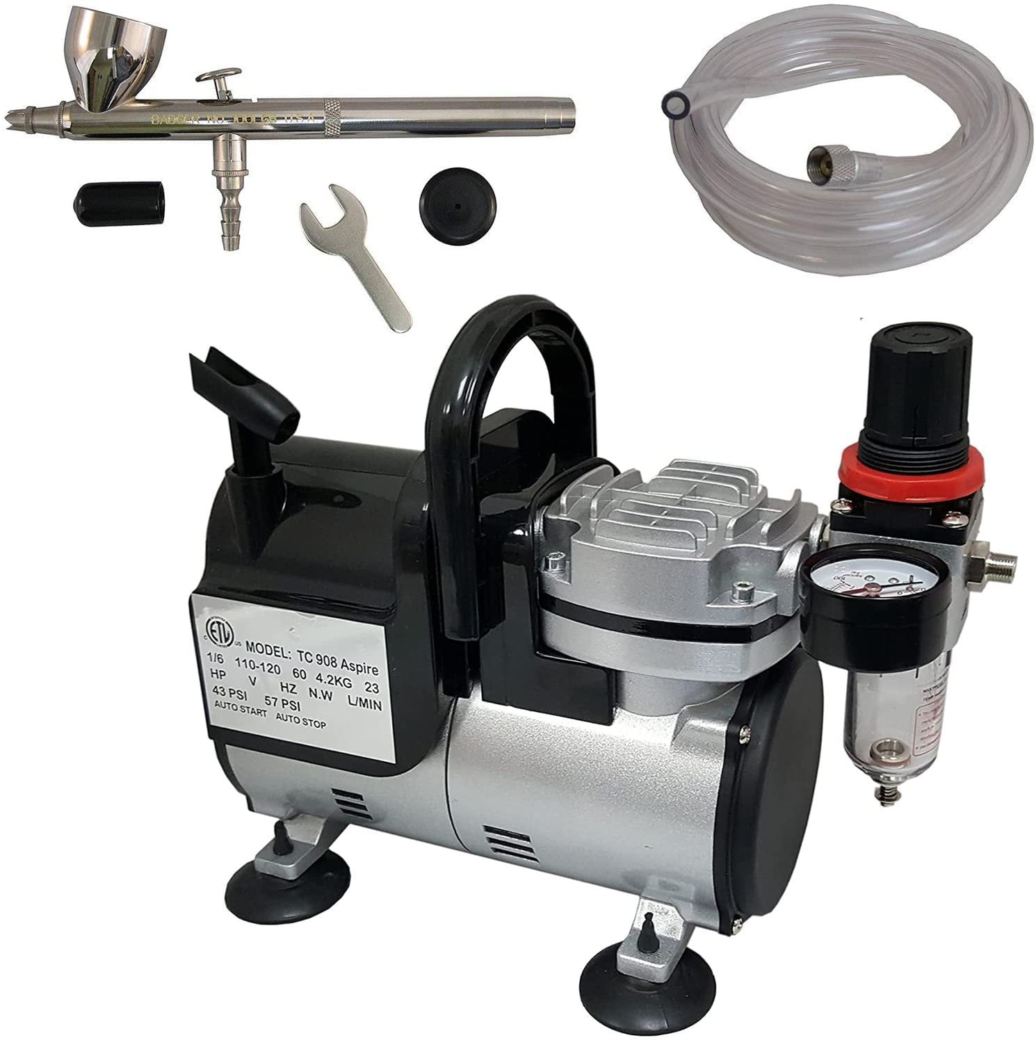 Badger Air-Brush Co. Bake Air TC908P Compressor, 100LGB Bakery Airbrush ...