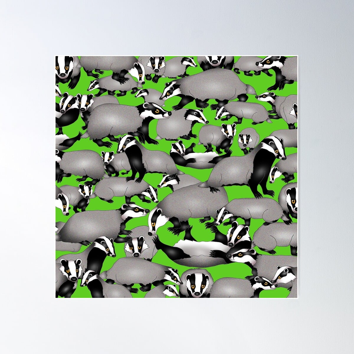 Badger Badgers Thistleheartprints Poster Wall Art, Modern Wall Decor ...