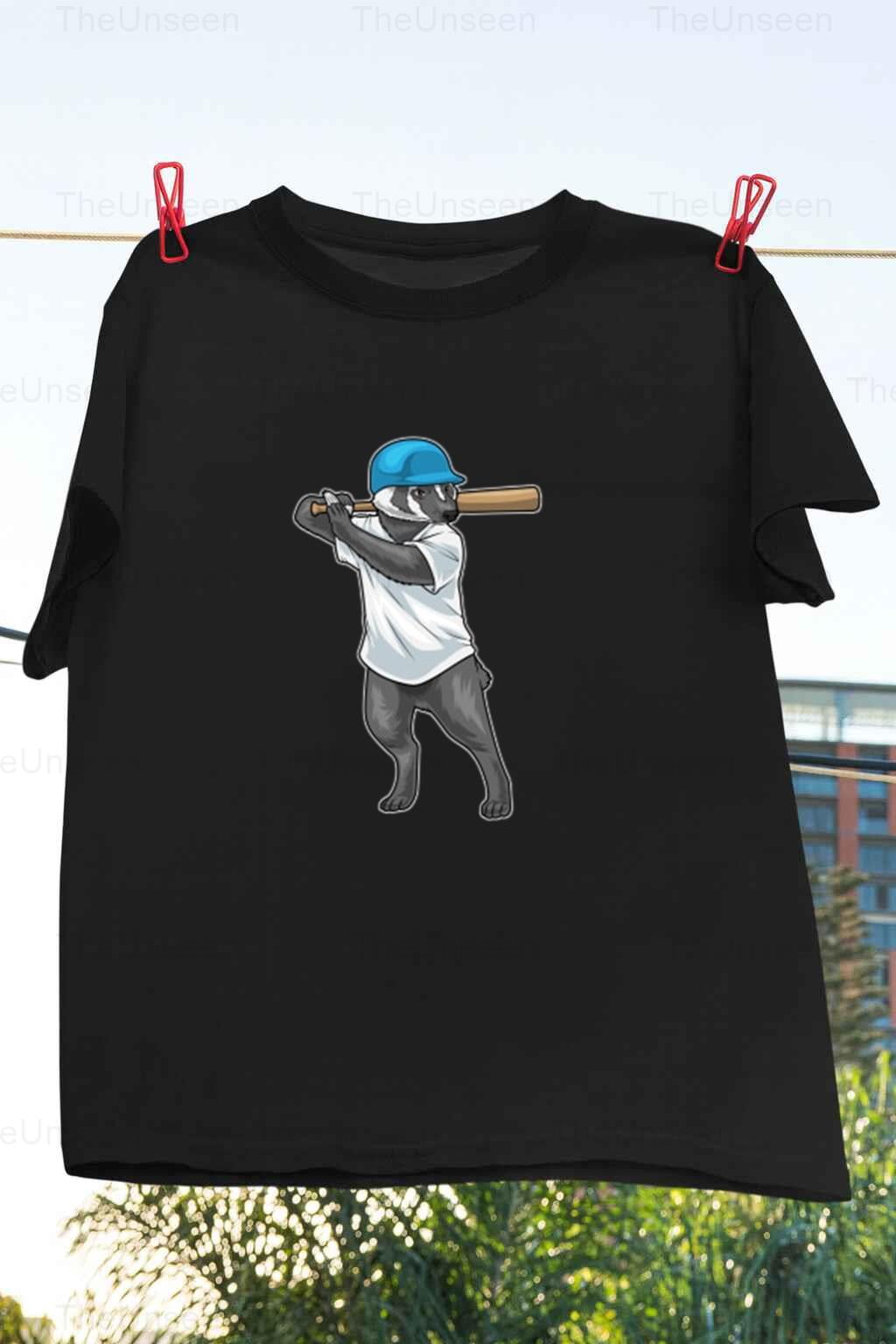 Badger Baseball Bat Funny Animal Sport Player Bat Unisex T-Shirt up to ...