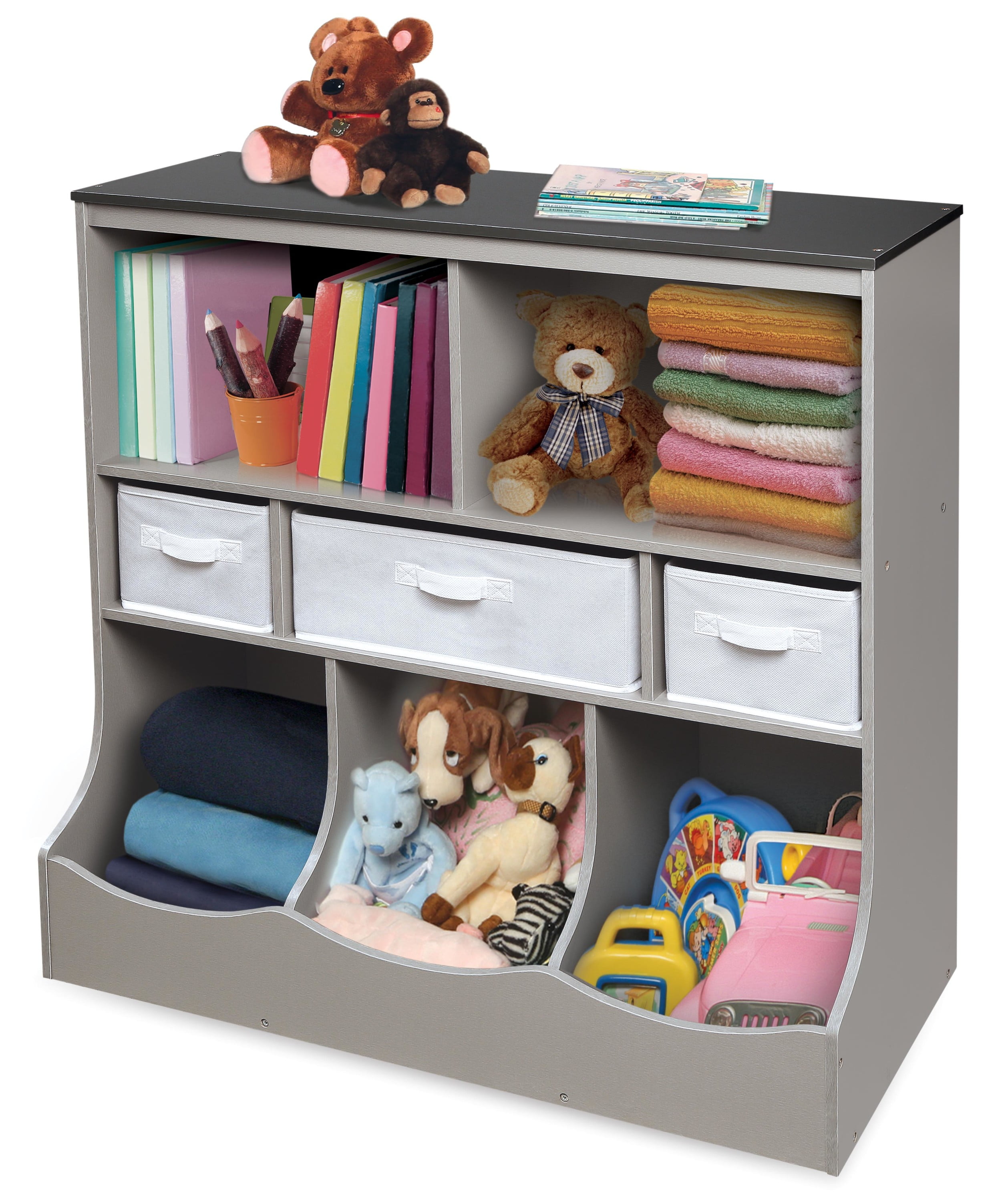 Badger Basket Combo Bin Wood Toy Storage Organizer with Three Baskets 8 ...