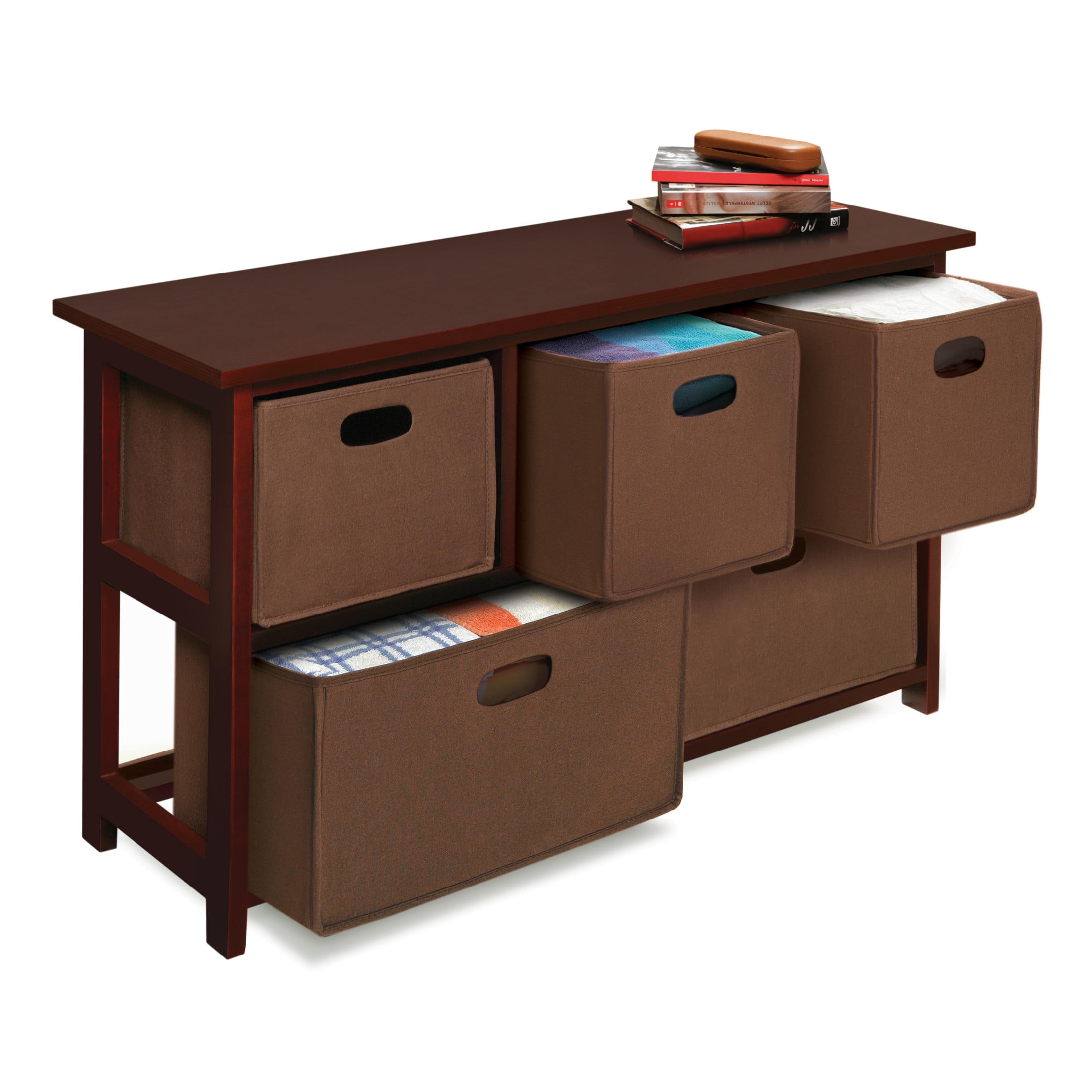 Badger Basket Five Drawer Storage Unit with Fabric Baskets - Cherry ...
