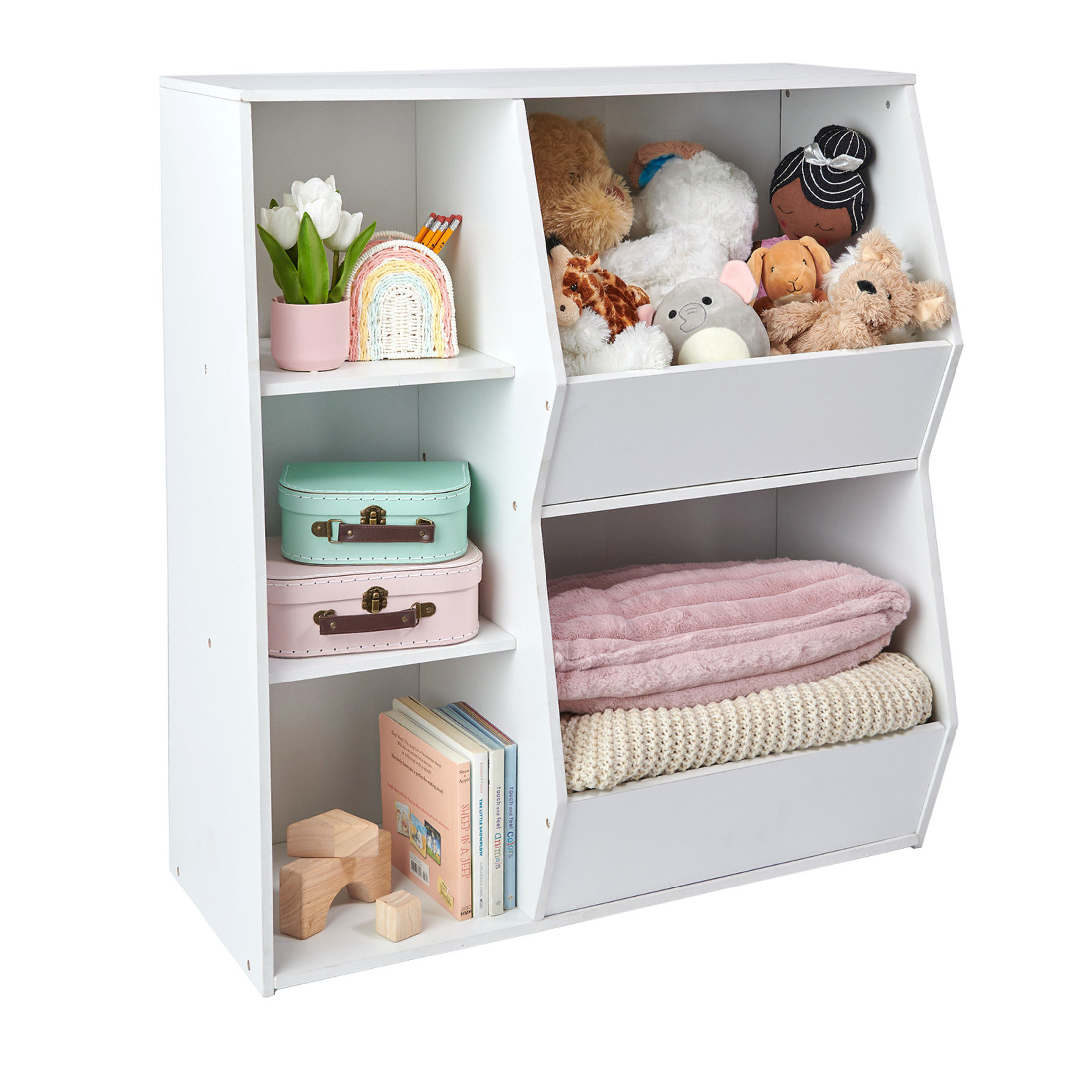 STURDIS Large Kids Toy Box – Pink & White Cushion Seat, Children's Room ...