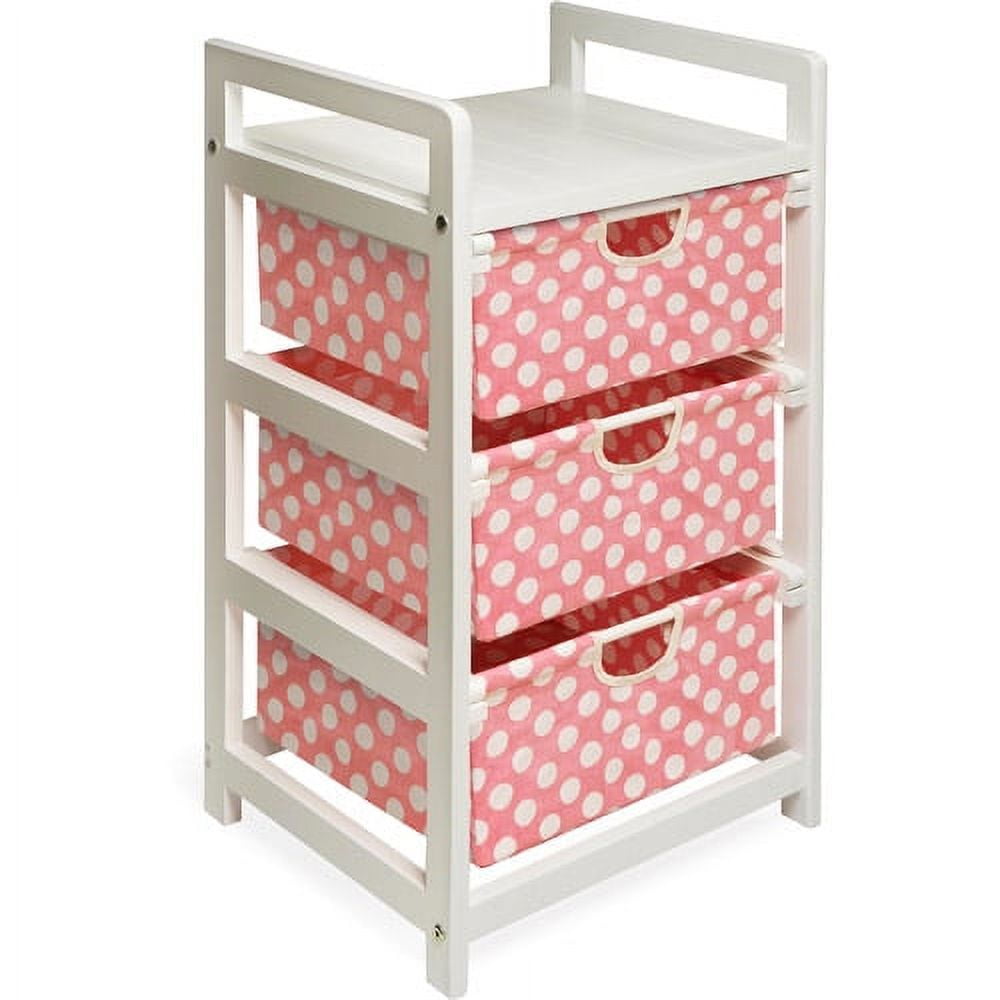 Badger Basket - White Three Drawer Hamper/Storage Unit, Pink Polka Dots ...