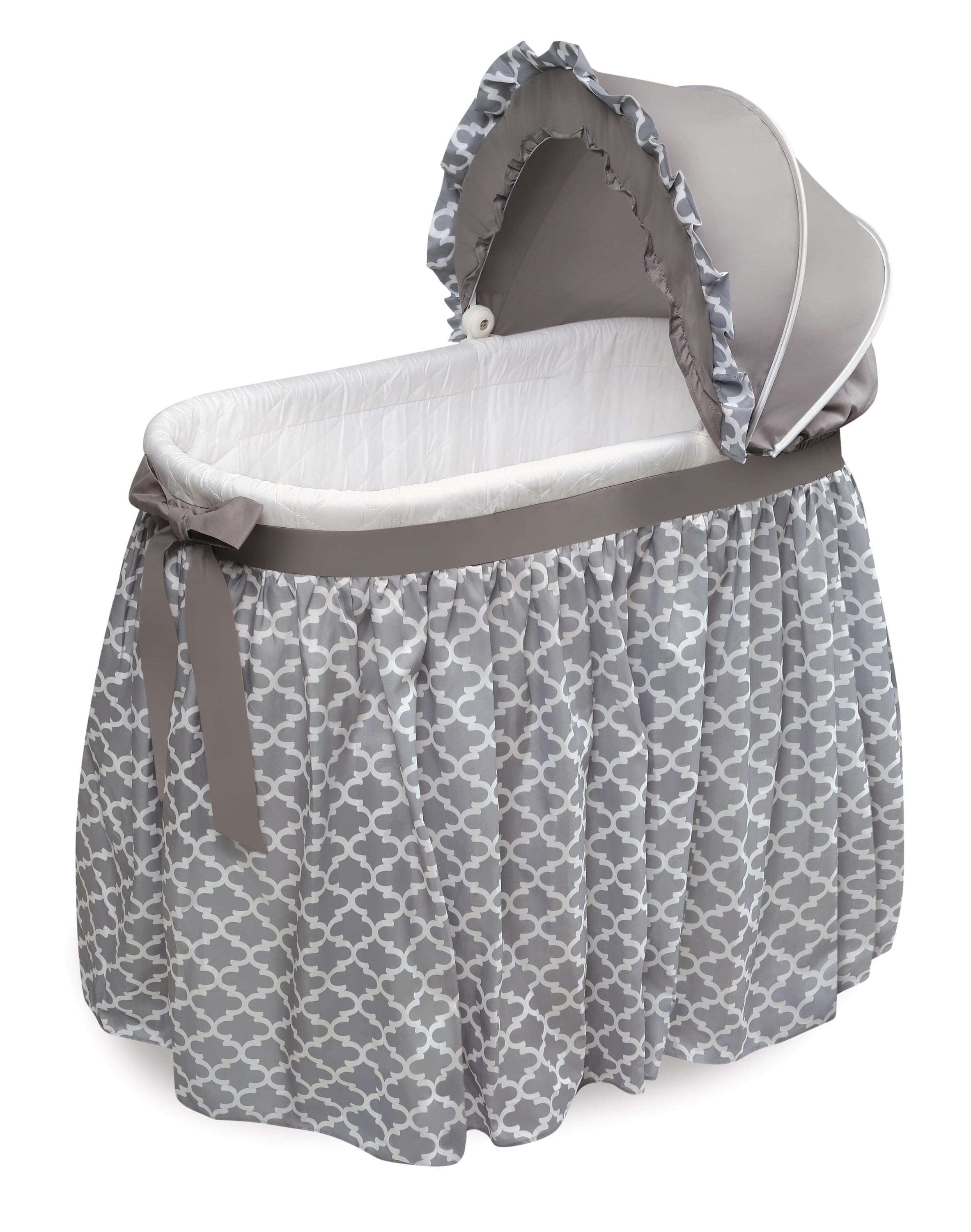 Badger Basket Wishes Oval Baby Bassinet - Full Length Skirt - Gray ...