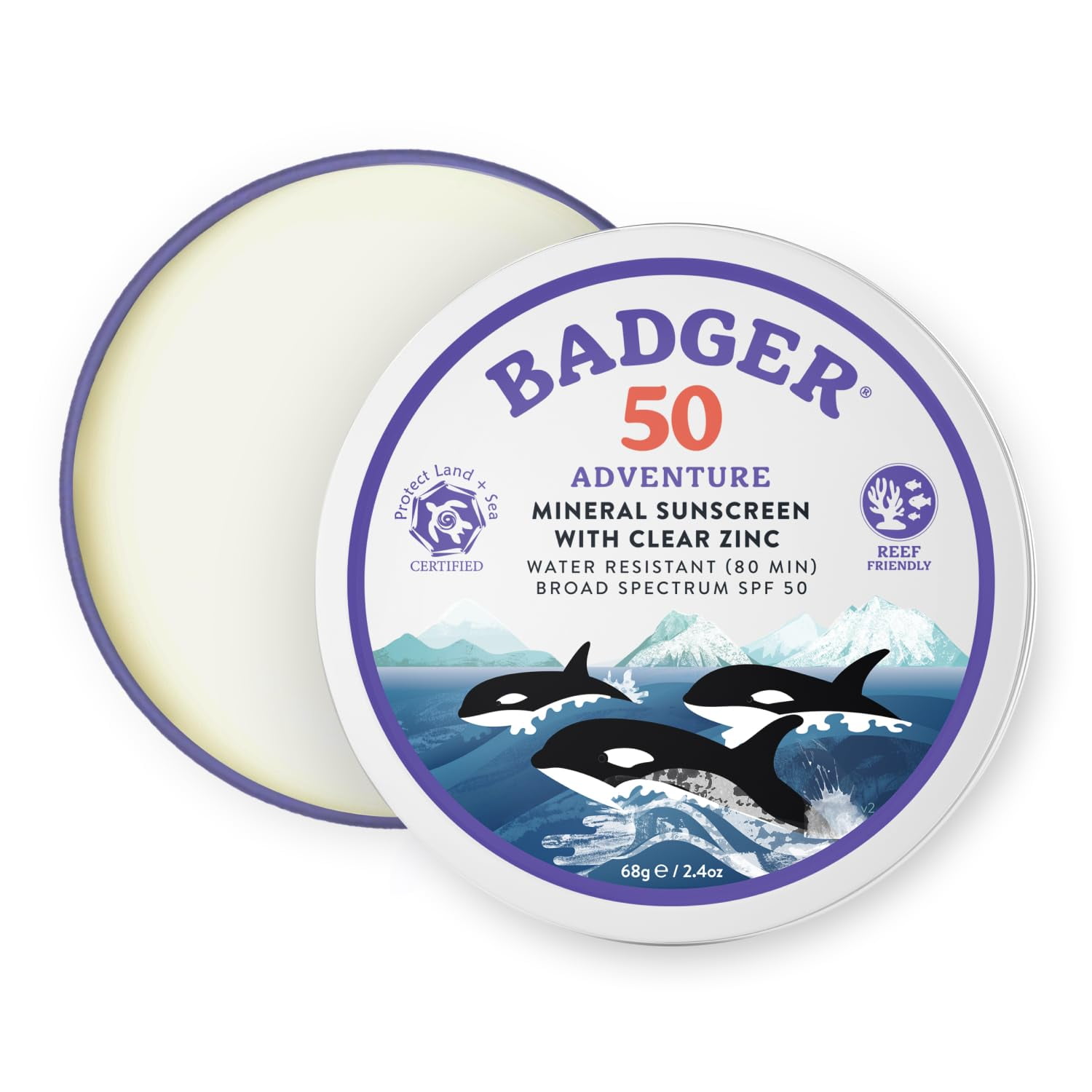 Badger Biodegradable Reef Safe Sunscreen, SPF 50 Mineral Sunscreen, 98% ...