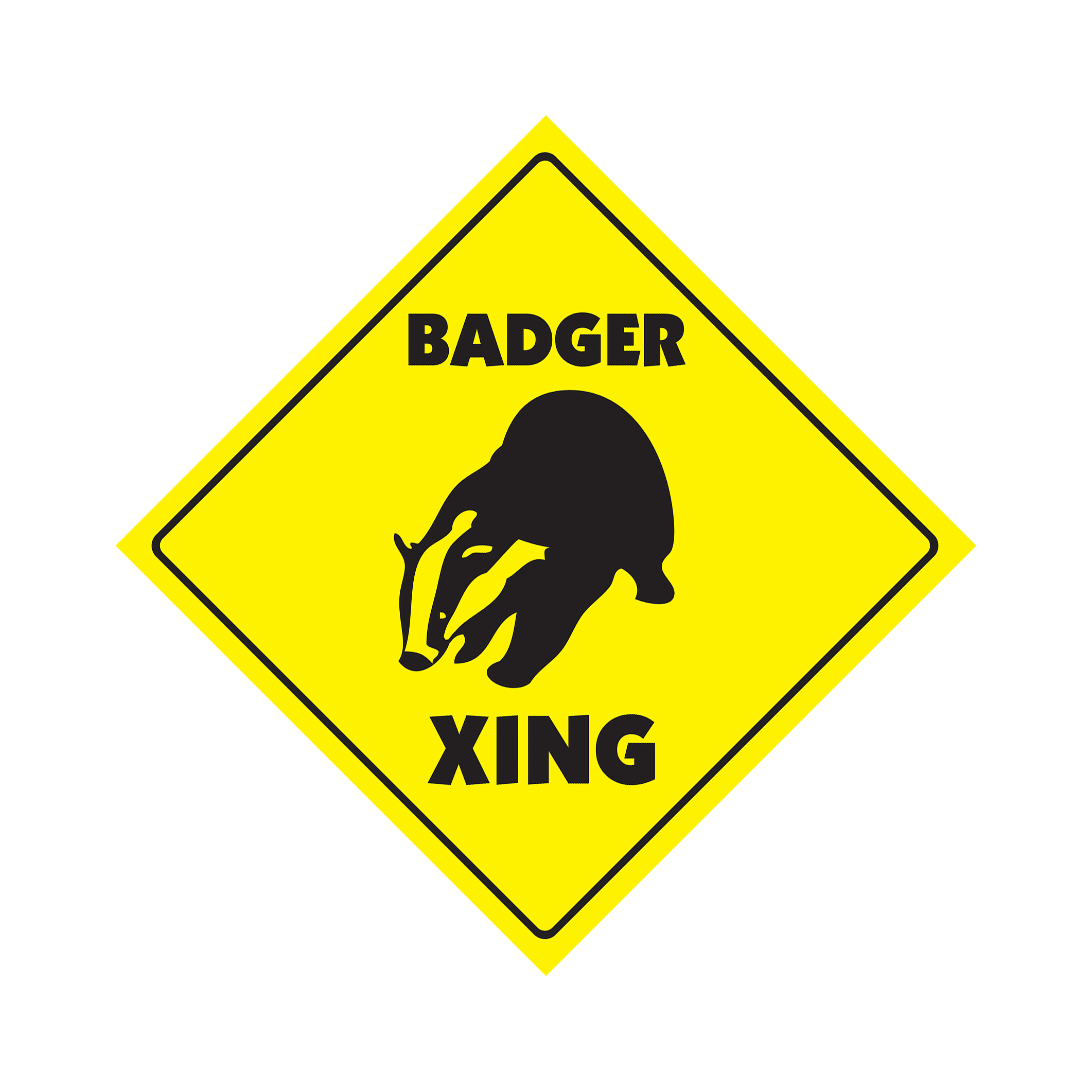 Badger Crossing Sign Zone Xing | Indoor/Outdoor | 20" Tall teeth ...