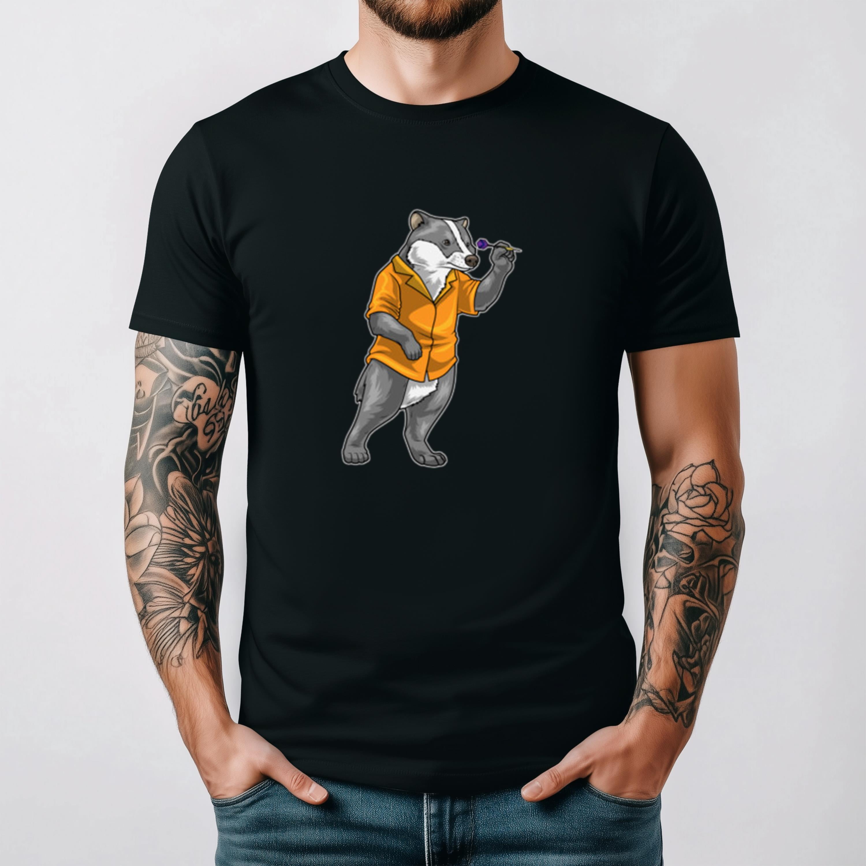 Badger Darts Funny Animal Sports Cartoon Graphic Unisex T-Shirt up to ...