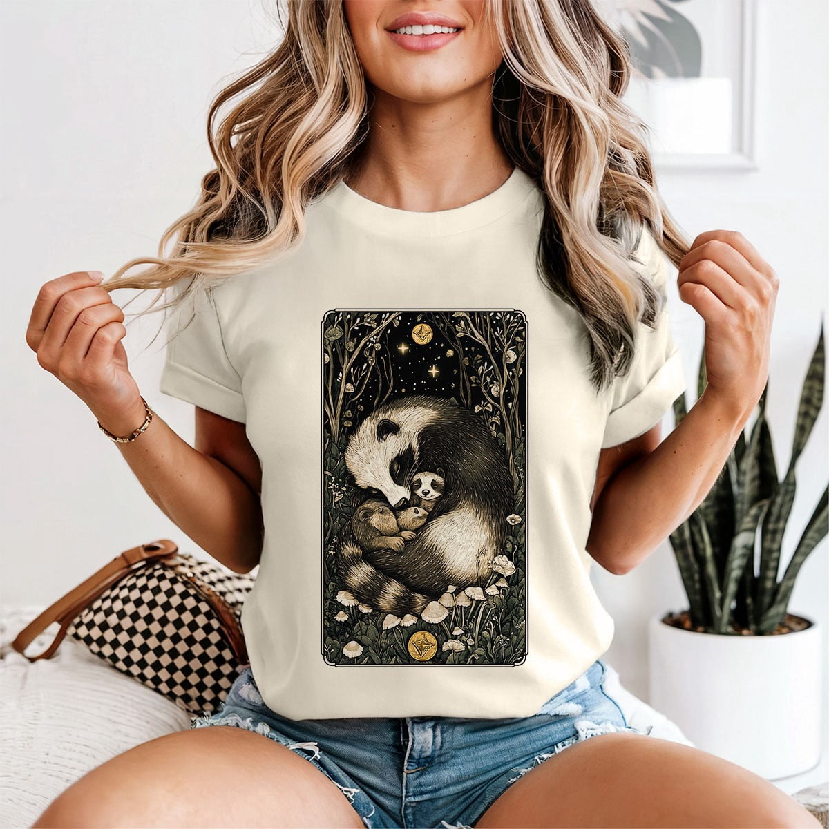 Badger Family Animals Womens T-Shirt Woodland Wildlife Tee - Walmart.com